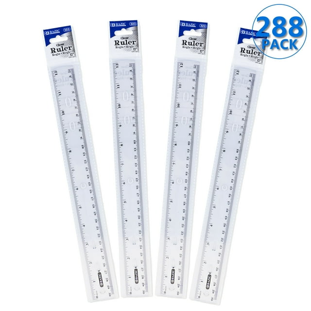 BAZIC Plastic Clear Rulers 12 inch (30cm), Inches Centimeter Metric ...