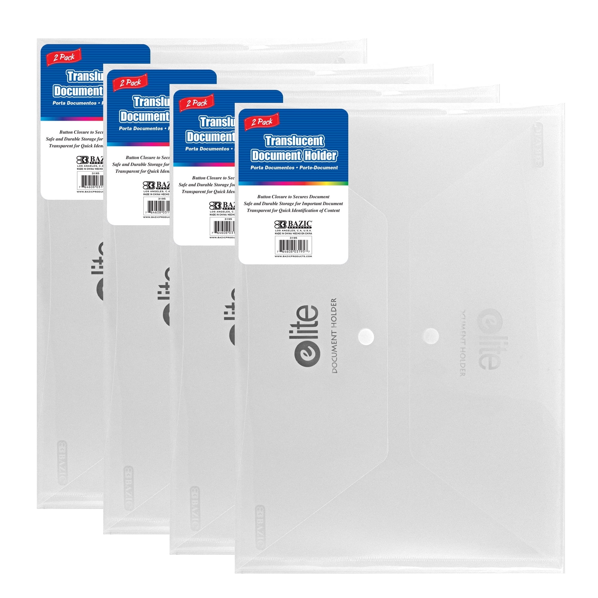 BAZIC Plastic Envelopes, Clear Folder Snap Closure, Letter Size ...