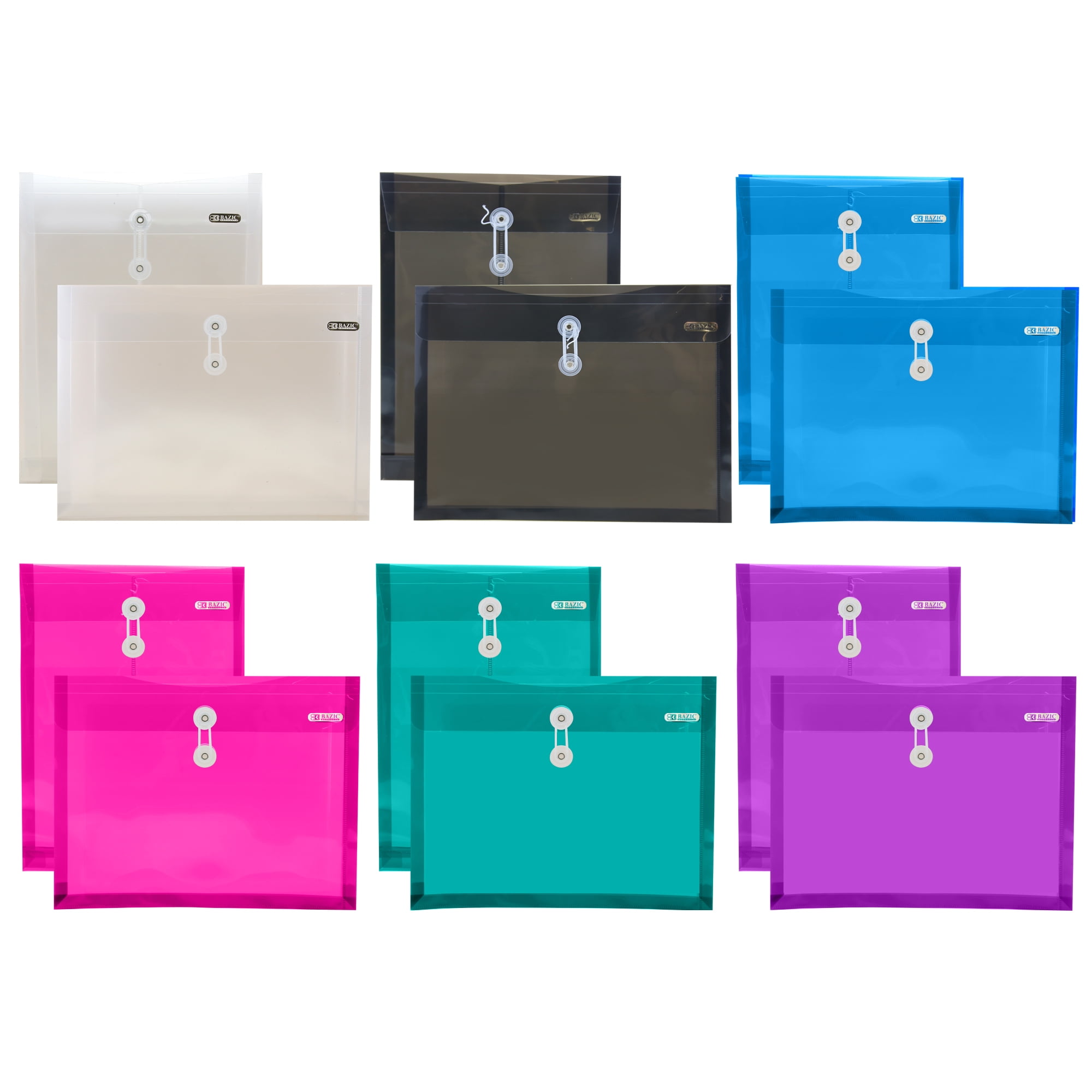 BAZIC Plastic Envelope Poly Envelopes Clear Folder String Closure, 6 ...
