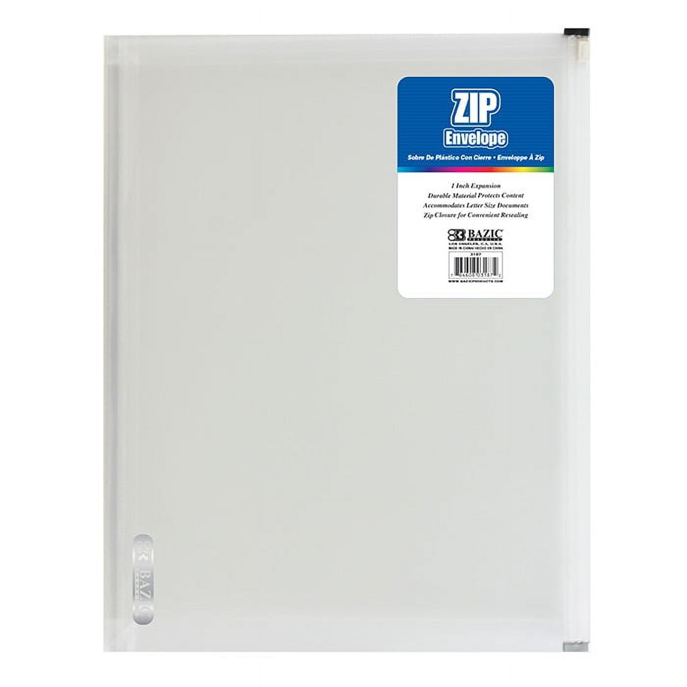 BAZIC Plastic Envelopes, Clear Poly Envelope with Zip Closure, 24-Pack ...