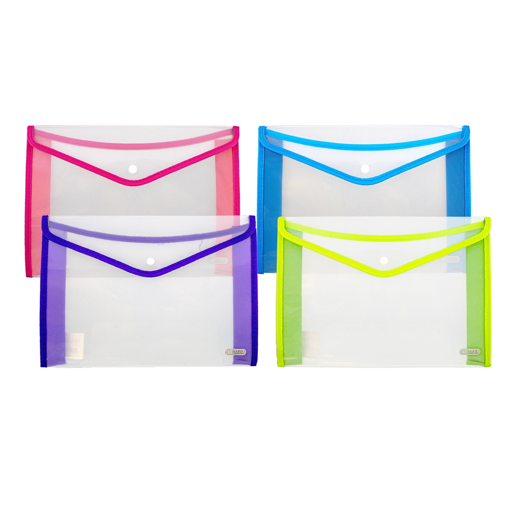 BAZIC Plastic File Folder, Letter Size Document File Envelopes, 4-Pack ...
