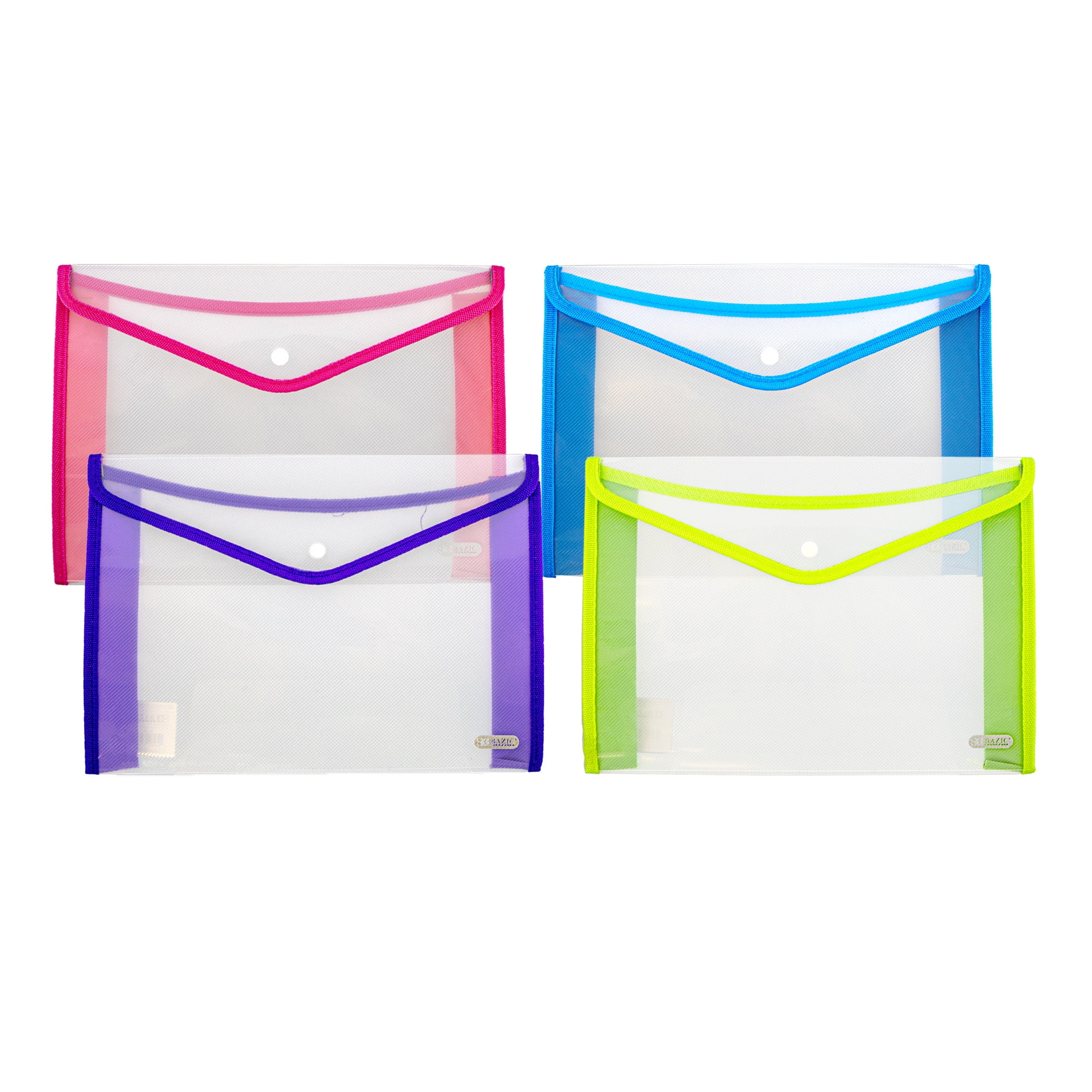 BAZIC Plastic File Folder, Letter Size Document File Envelopes, 4-Pack ...