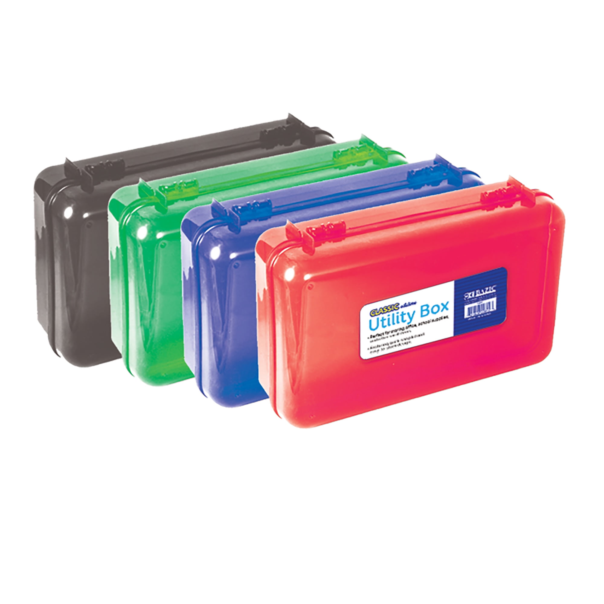 BAZIC Plastic Pencil Case Utility Storage Box, Assorted Color, 4-Pack ...