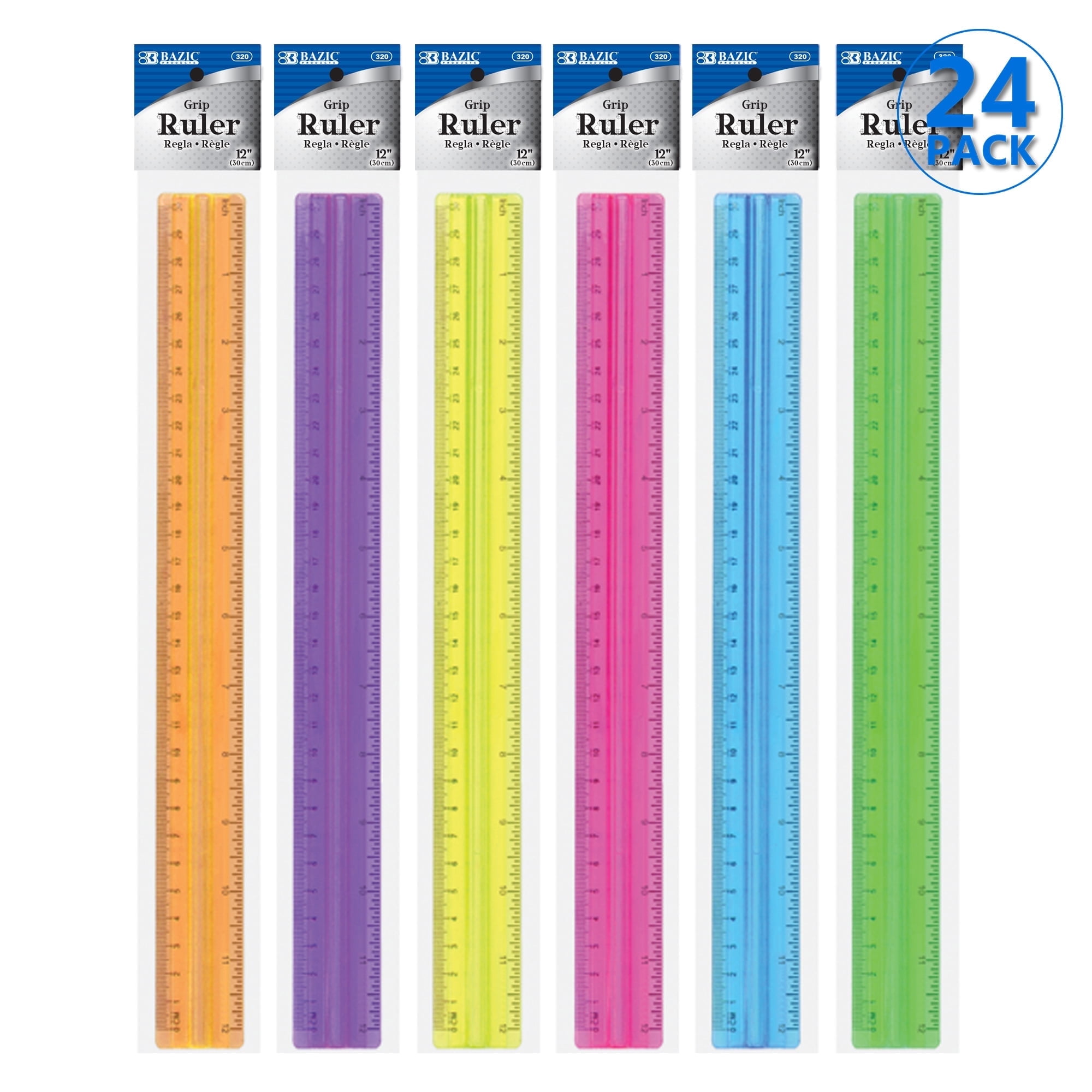 Bazic Products 307019-24 12 in. 30 cm Jewel tones Color Ruler with ...