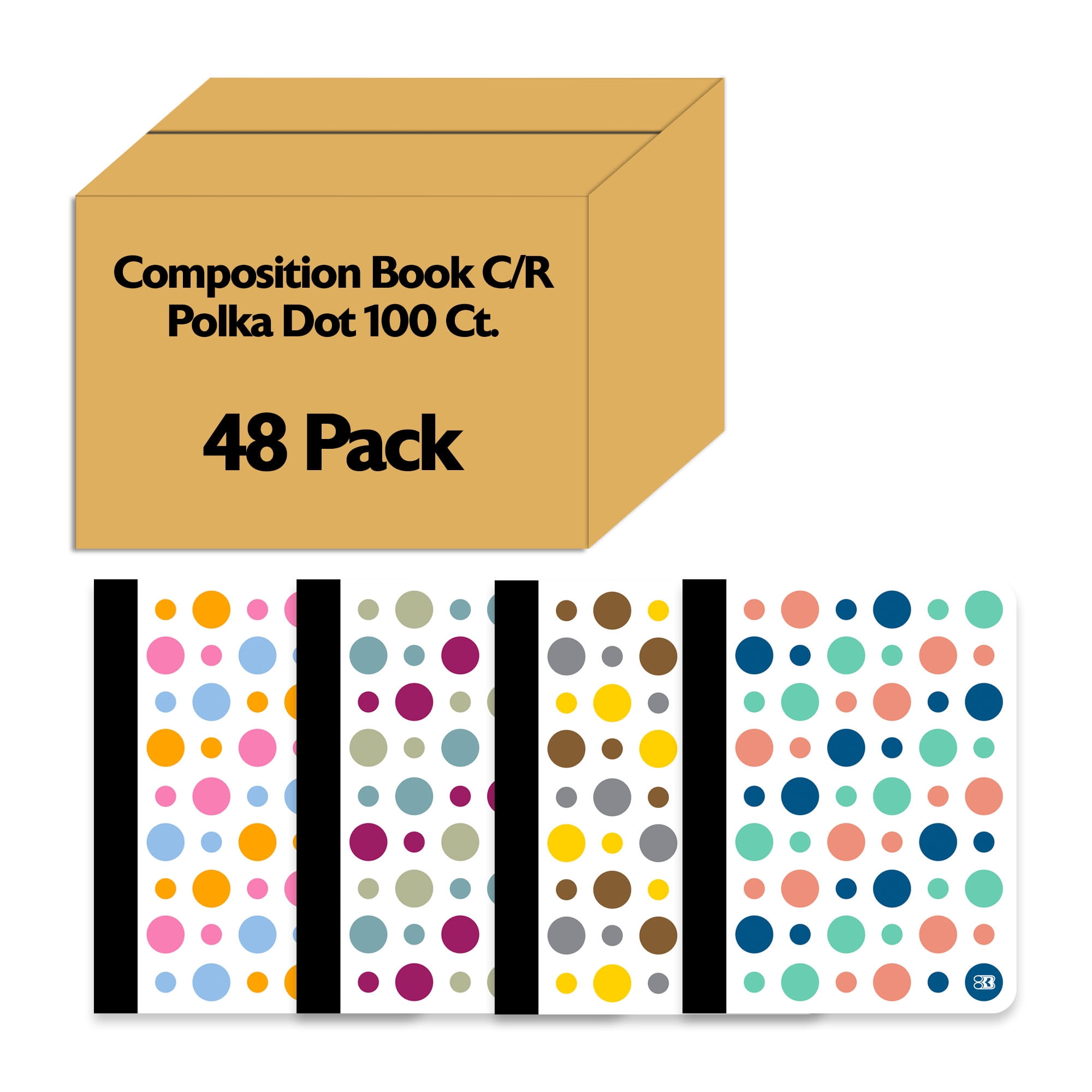 BAZIC Polka Dot Composition Book College Ruled, 100 Sheets, Assorted ...