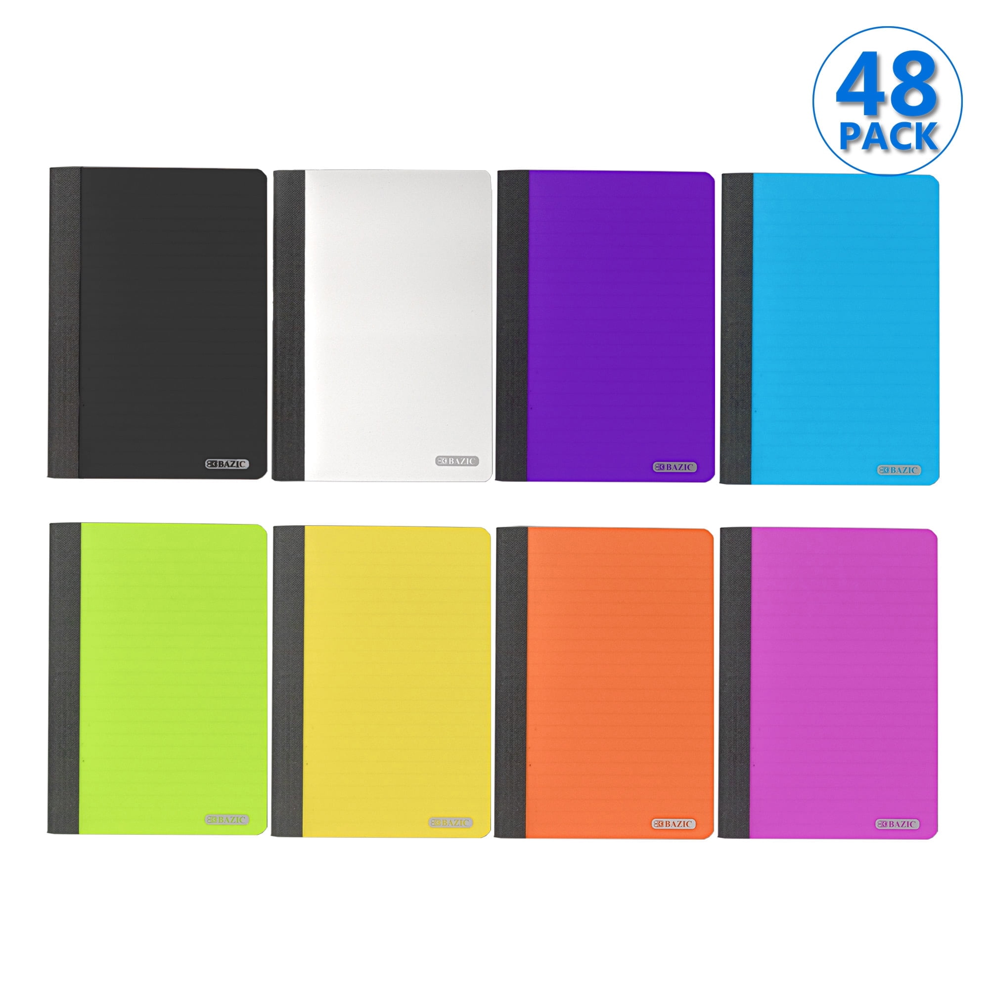 "BAZIC Poly Cover Composition Notebooks, School Supplies, 80 Sheets, 5 ...