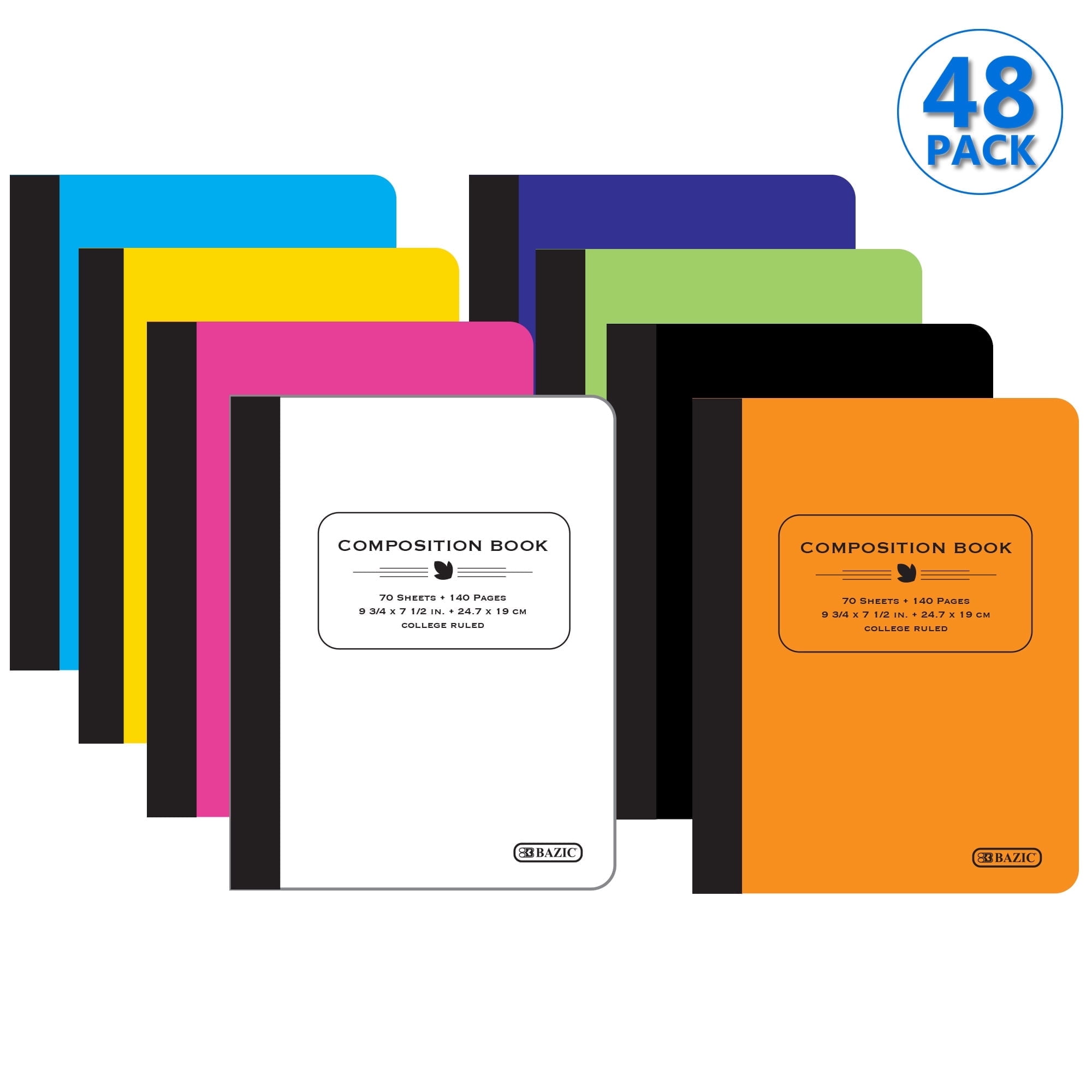 BAZIC Poly Cover Composition Book College Ruled 70 Sheet, Assorted ...