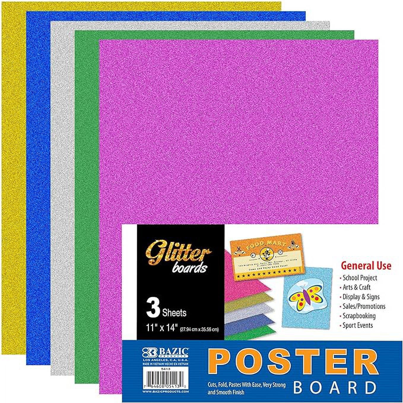 BAZIC Poster Board Glitter Color 11" X 14", Sparkling Colored Poster ...