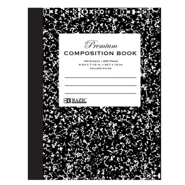 BAZIC Composition Book Black Marble College Ruled 100 Sheet Notebook, 1 ...