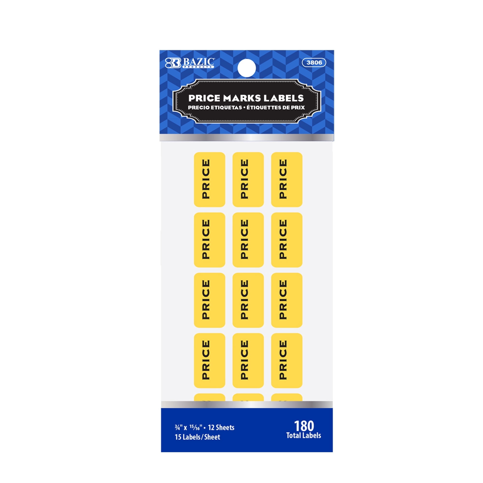 BAZIC Price Mark Label, Pre Printed Labels Price Tag (180/Pack), 24 ...