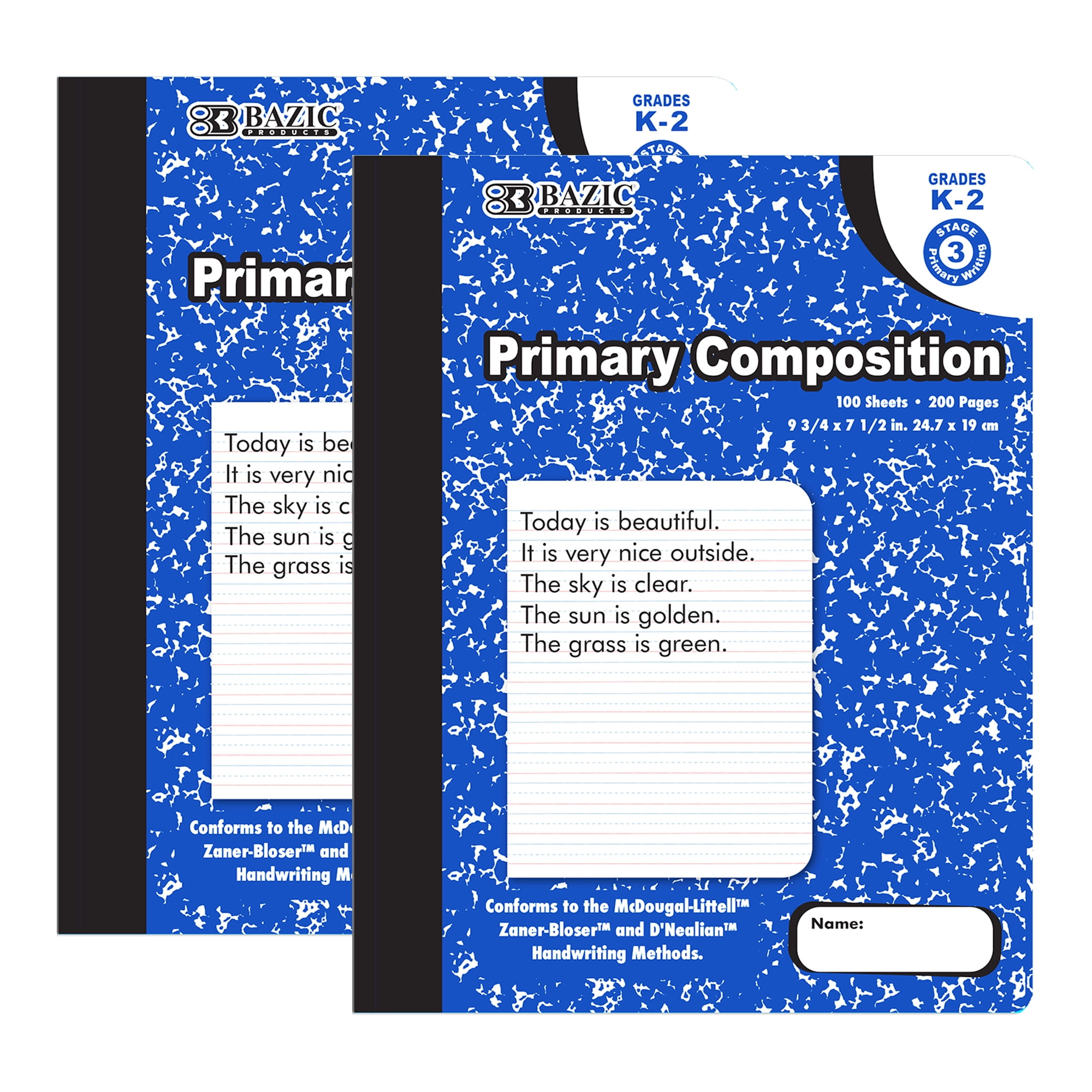 BAZIC Primary Journal Composition Book, Blue Marble, 100 Sheets, Grades ...