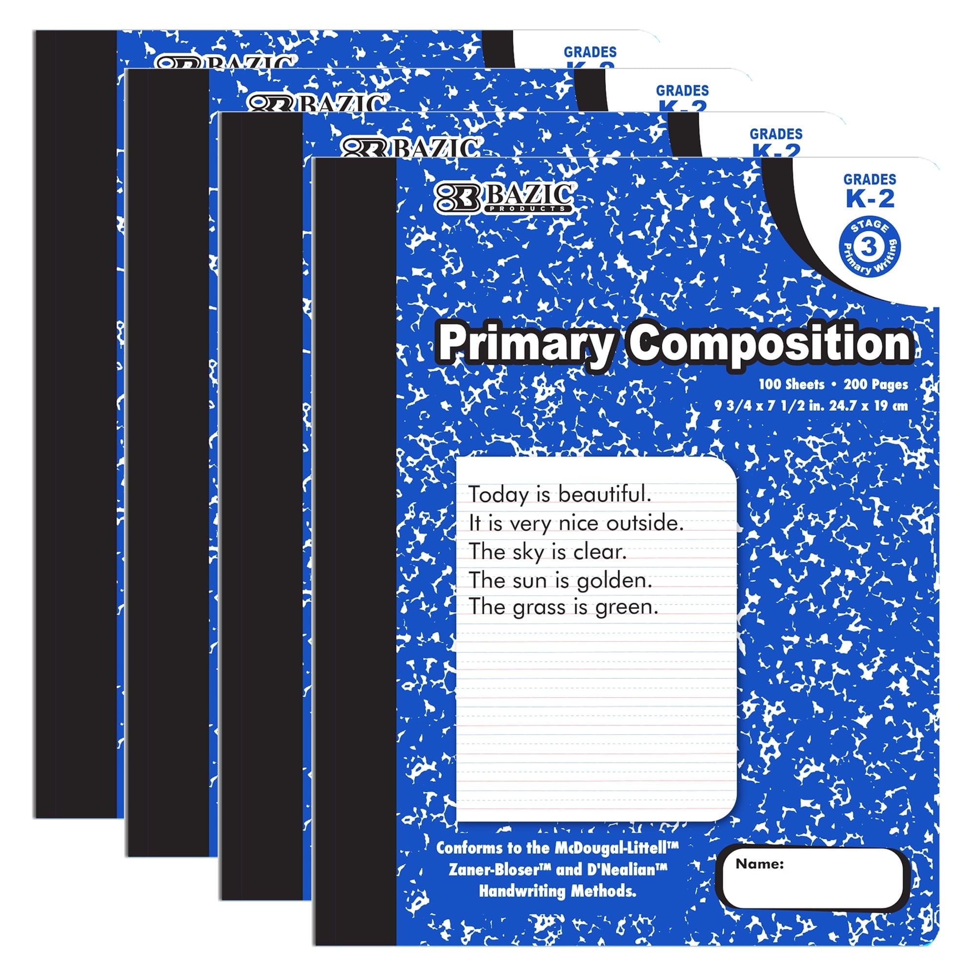BAZIC Products Primary Composition Book Blue Marble 9.75x7.5 inches 100 ...