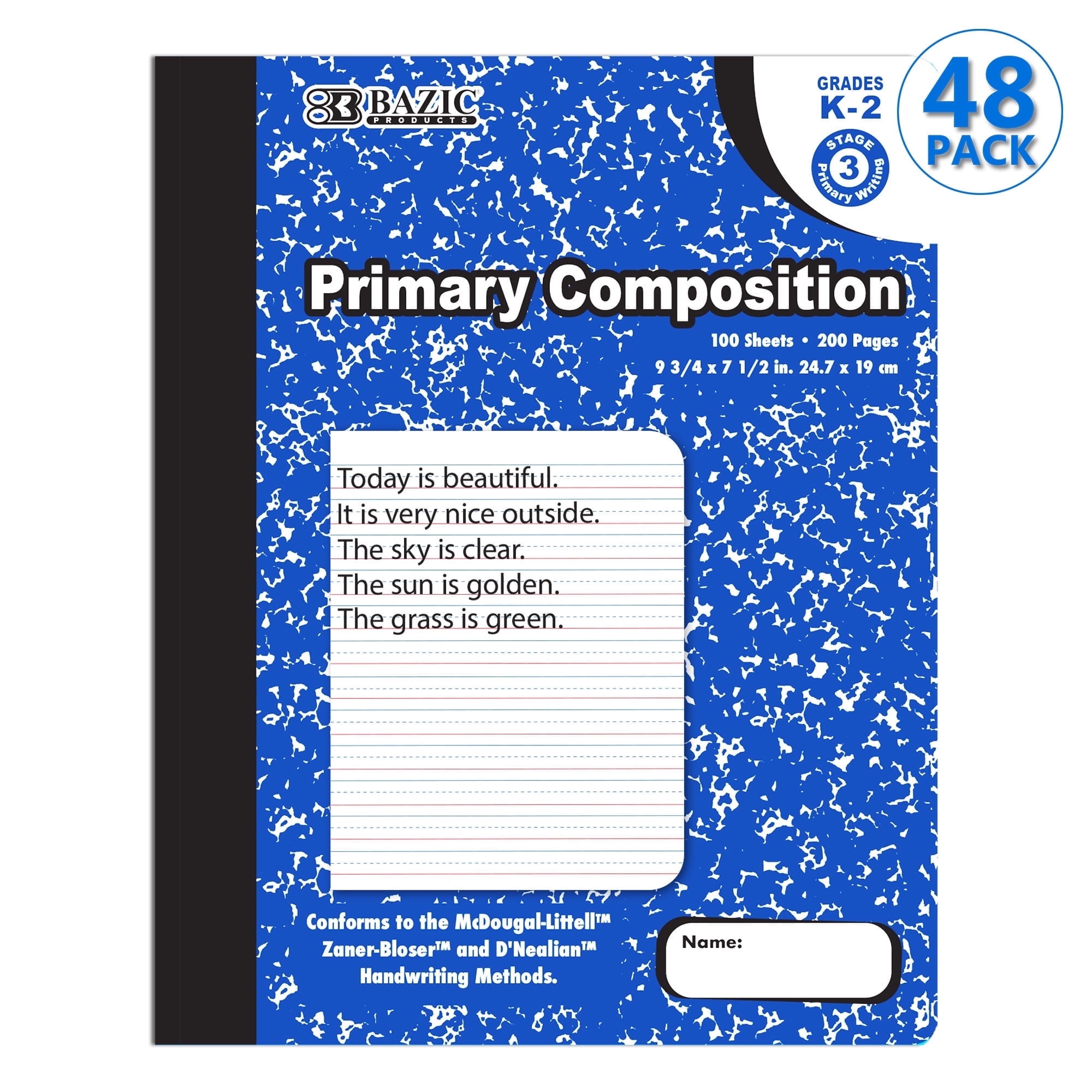 BAZIC Primary Journal Composition Book Blue Marble, 100 Sheets, Grades ...