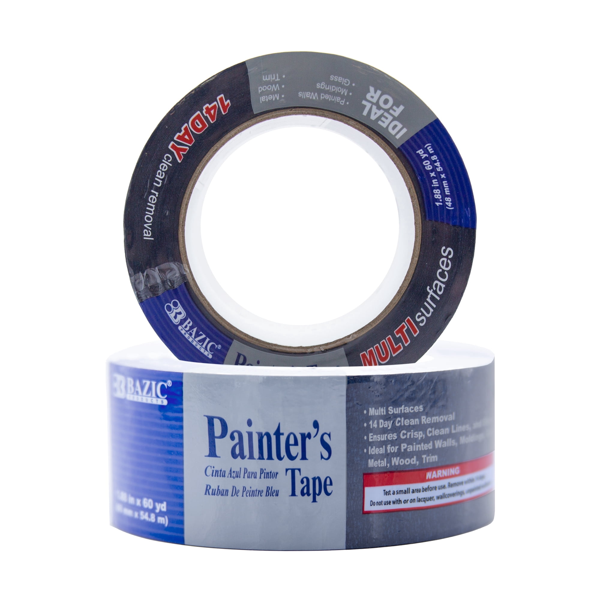 BAZIC Products Blue Painters Tape 1.88 Inches x 60 Yards, 1 Roll, Blue ...