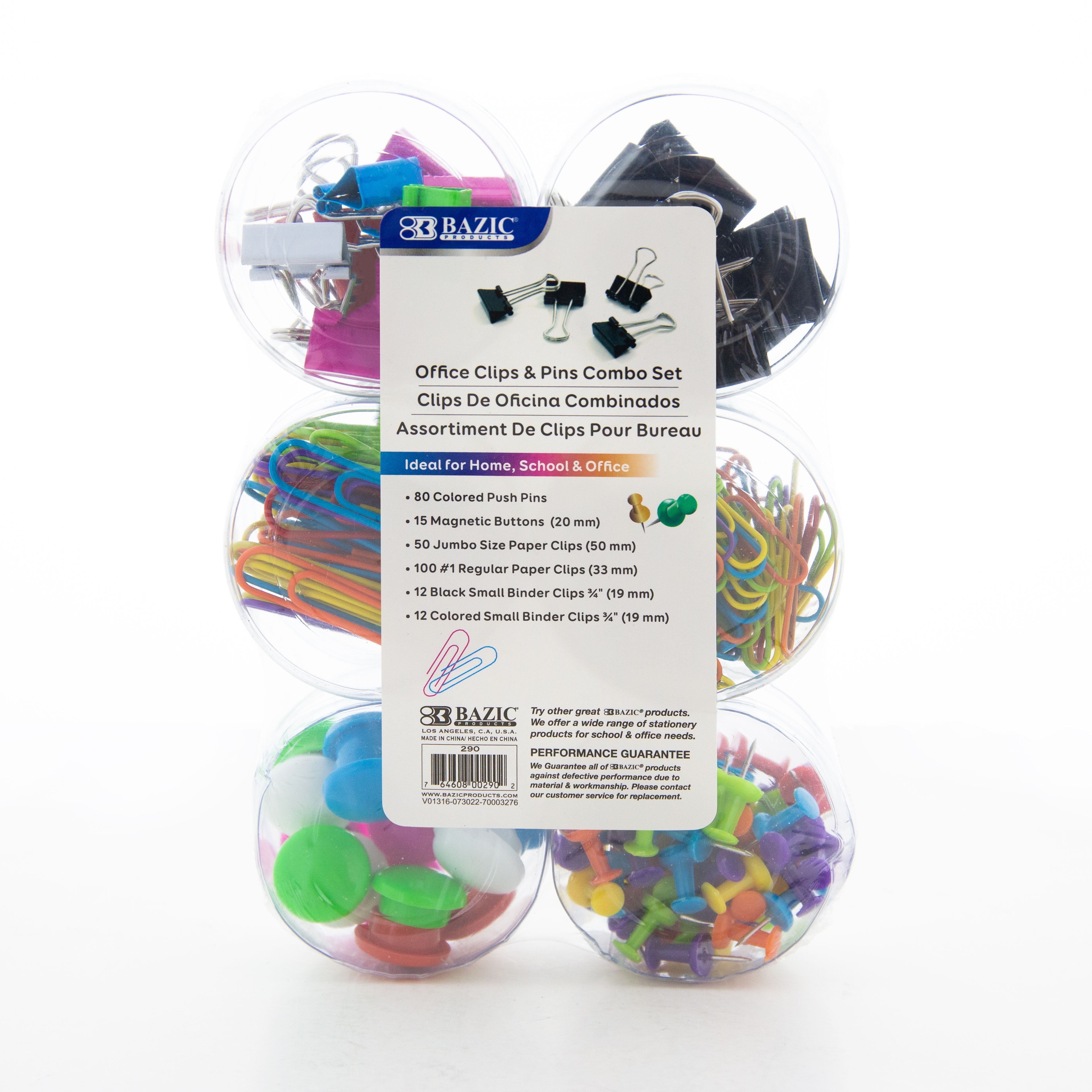 BAZIC Push Pins, Binder Clips, Magnets, Paper Clips, 269 Pcs - Walmart ...