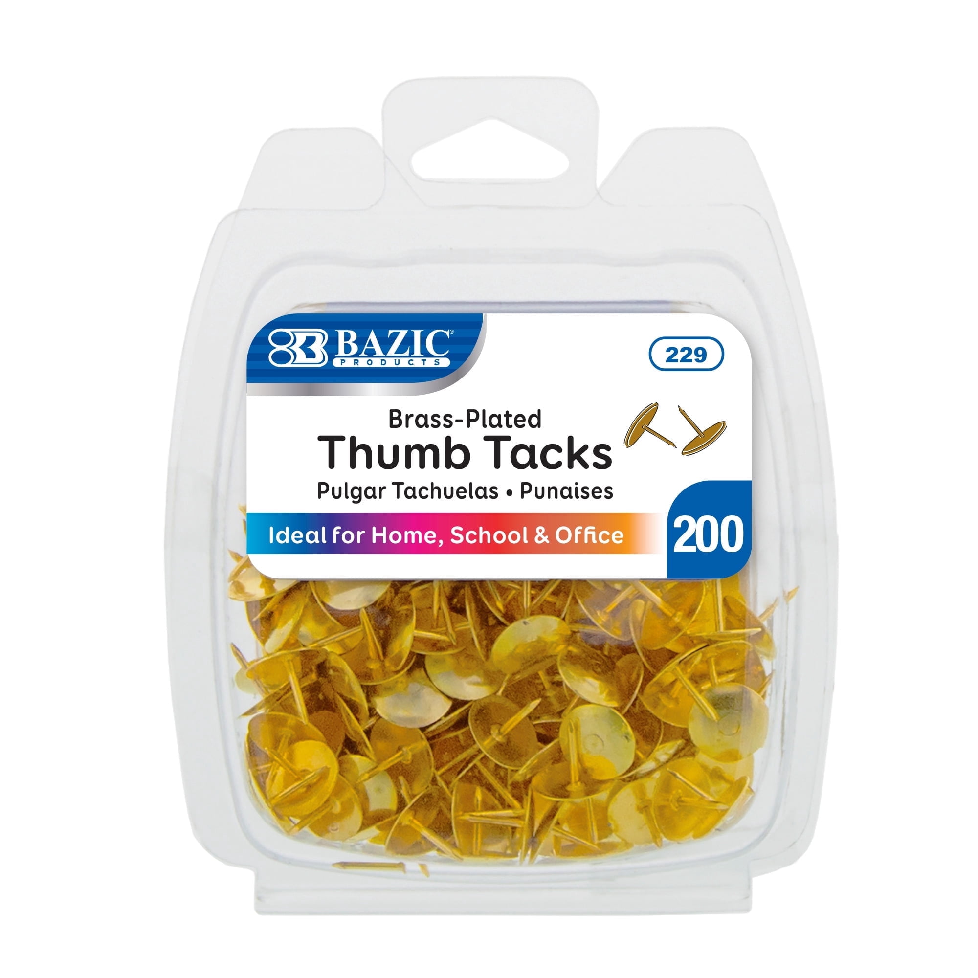 BAZIC Gold Metallic Flat Head Push Pins (200/pack), Long Lasting, Ideal ...