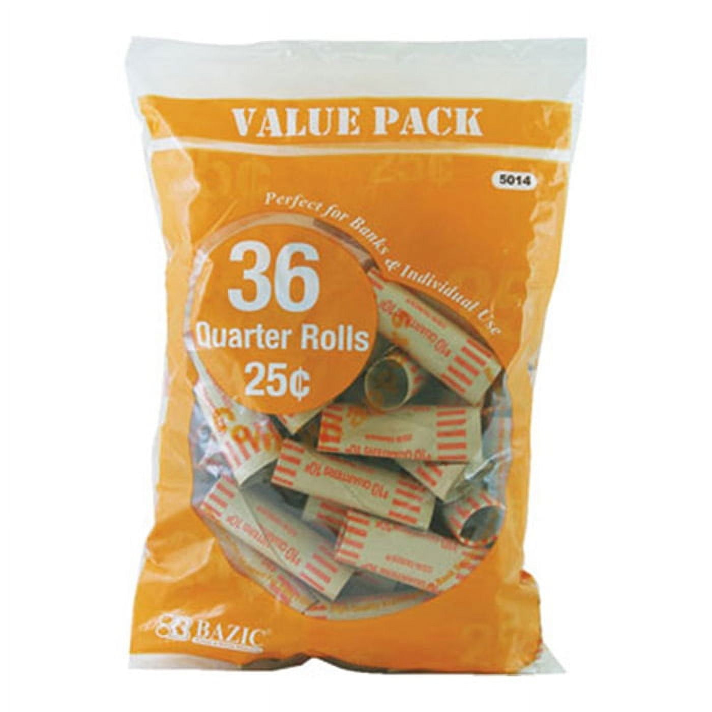 BAZIC Assorted Quarter 25-Cent Coin Wrappers, 36 Rolls Per Pack ...