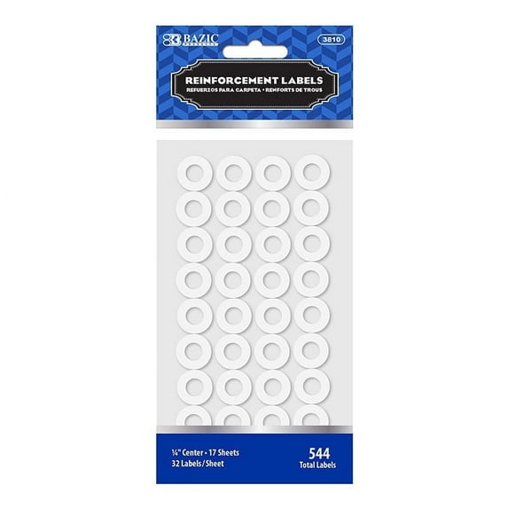 BAZIC White Round Reinforcement Label (544/Pack) [3810] - Walmart.com