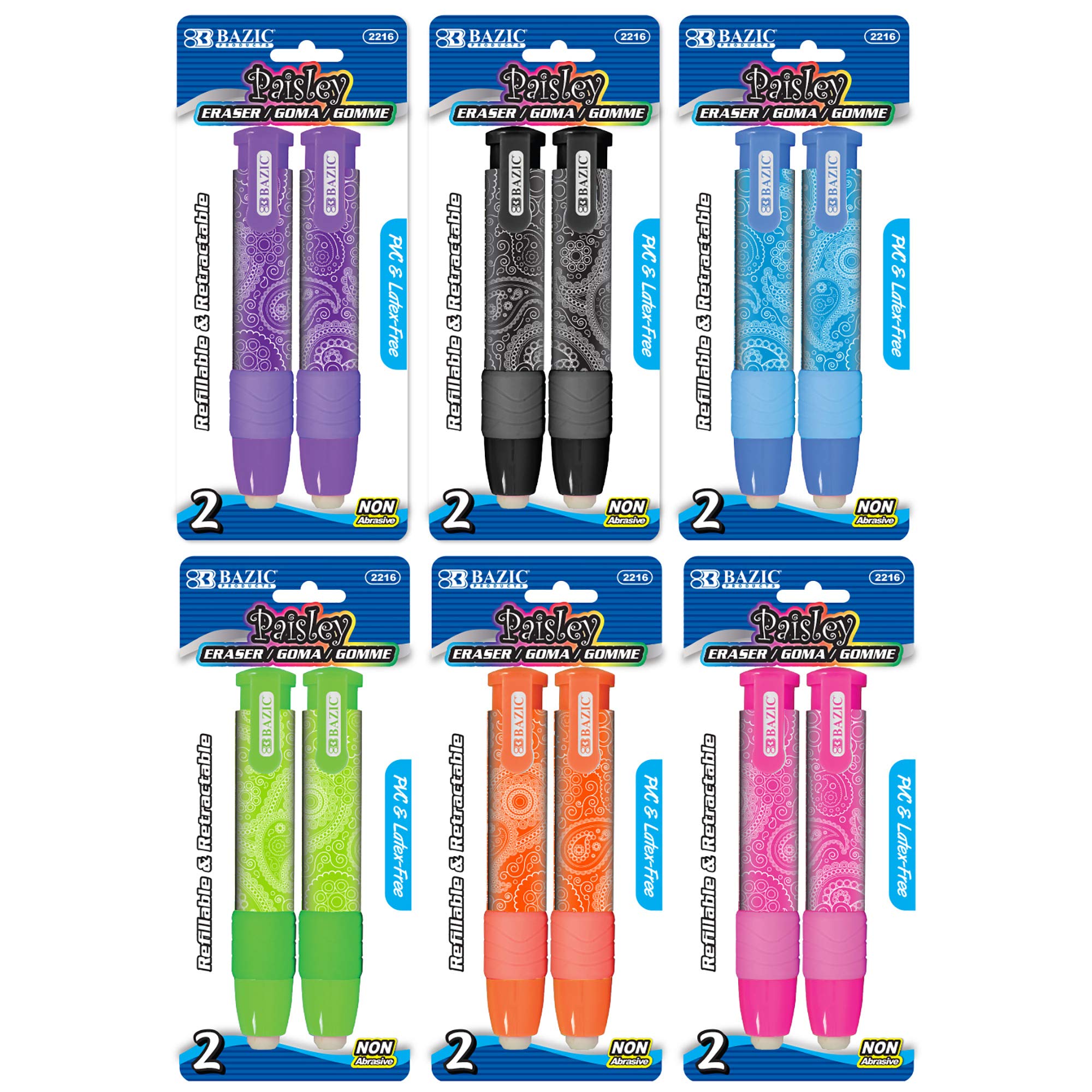 Pen+Gear 6 Count Pink Block Erasers and 5 Count Pencil Topper Set ...