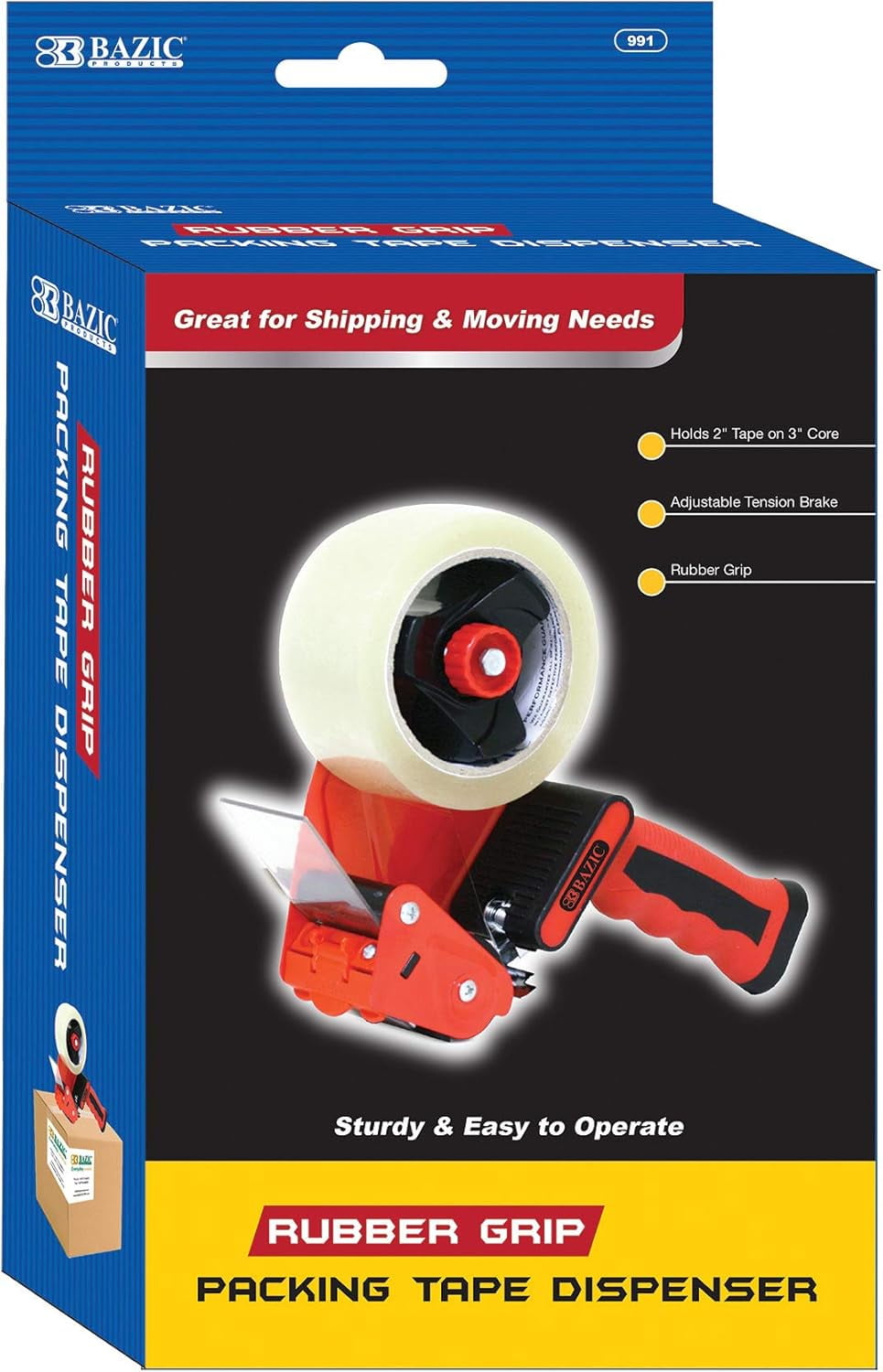 BAZIC Rubber Grip Premium Comfort Packaging Tape Dispenser, Shipping ...