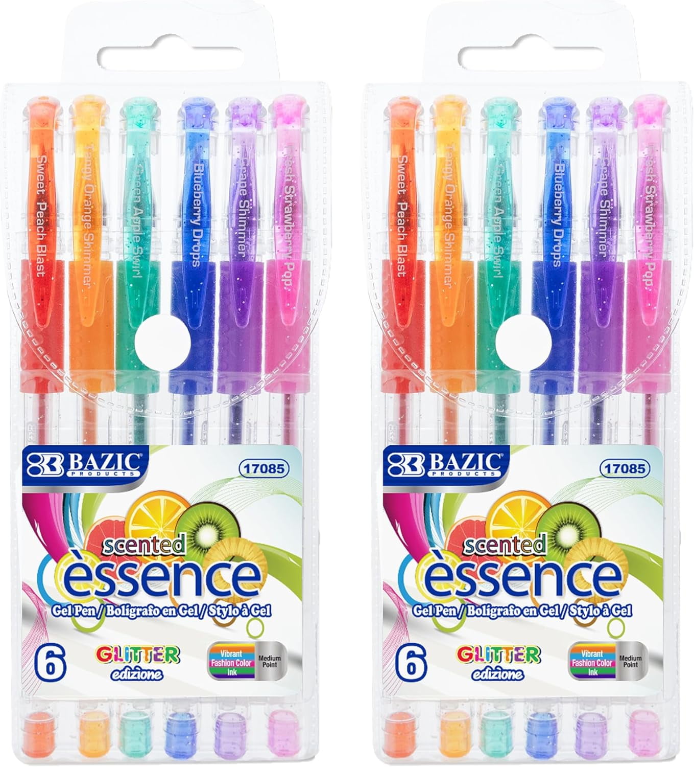 BAZIC Scented Glitter Neon Metallic Gel Pen, 24 Color Smooth Writing ...