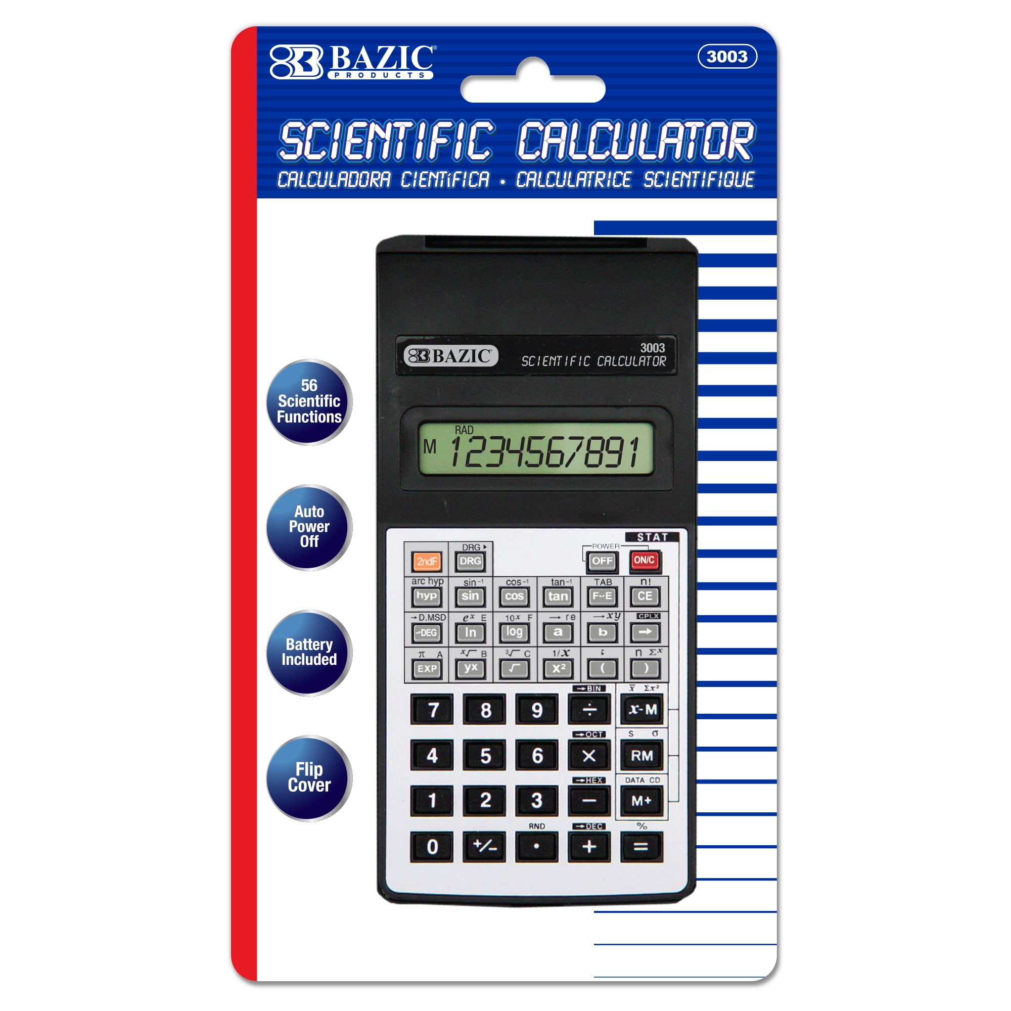 BAZIC 10-Digit Scientific Calculator, Flip Cover, HD Display ...