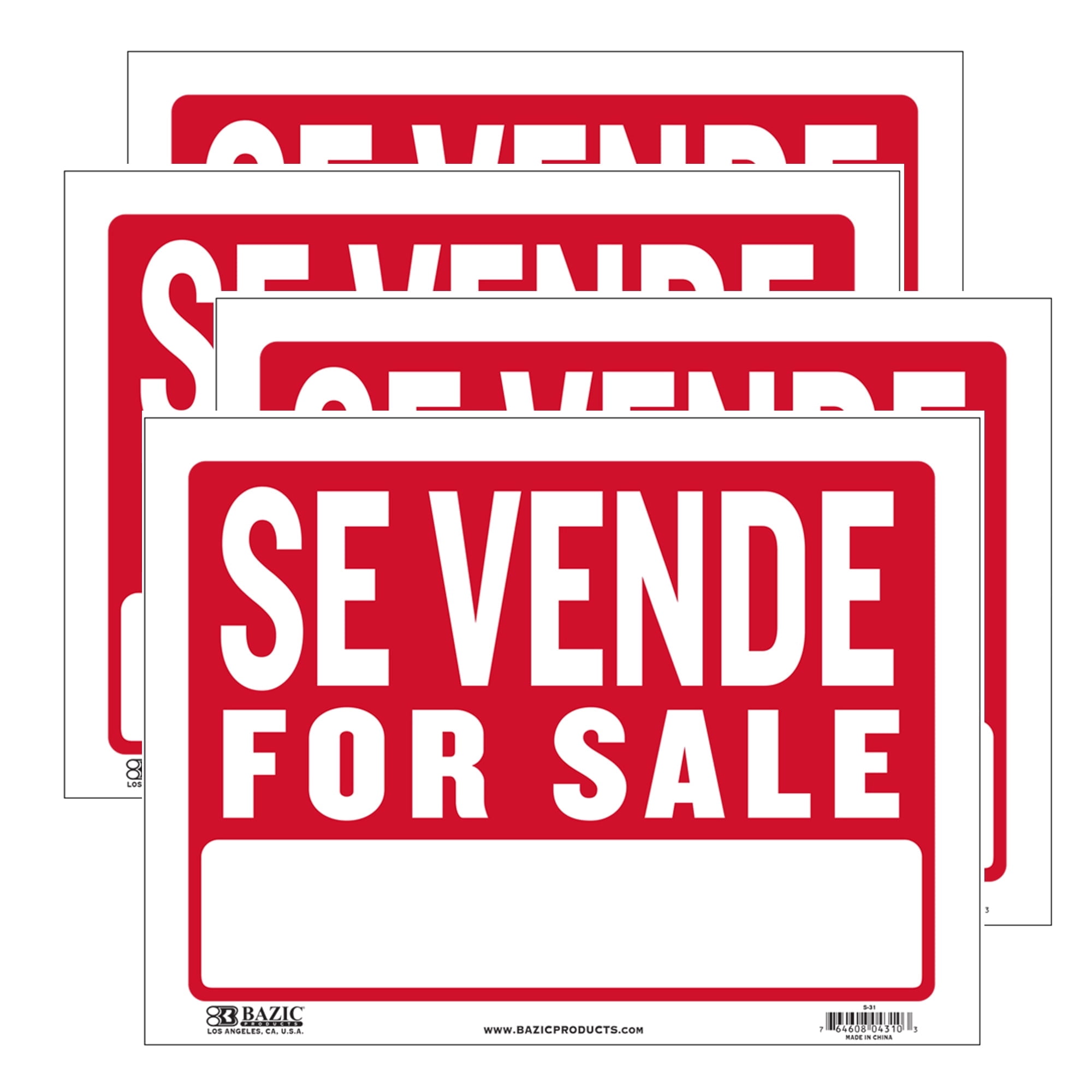BAZIC Se Vende Sign 9"X12" Spanish For Sale Waterproof Indoor Signage ...