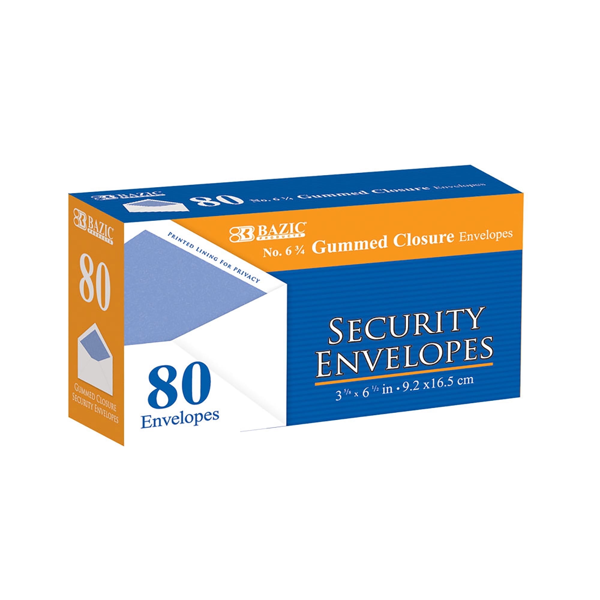 BAZIC Security Envelope Gummed Seal 3 5/8" x 6 1/2" #6 Tint Mailing ...