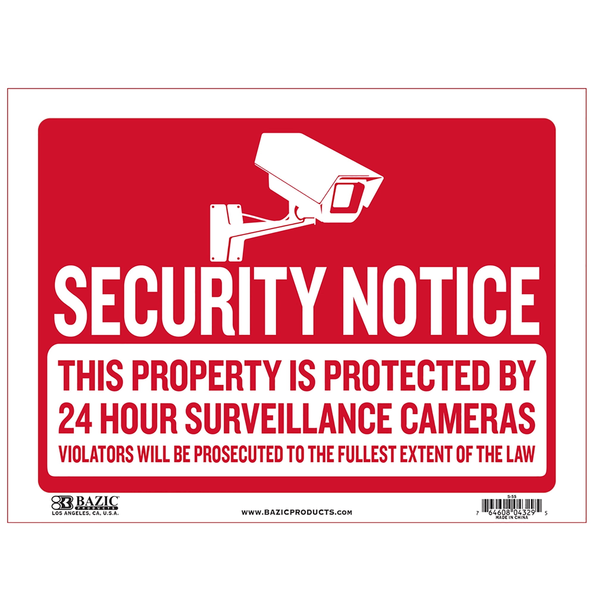 BAZIC Security Notice Sign 9"X12", Waterproof Indoor Signage, 24-Pack ...