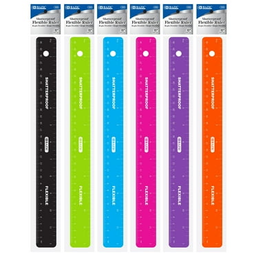BAZIC Plastic Ruler 12" (30cm) w/ Handle Grip, Assorted Color, 6-Pack ...
