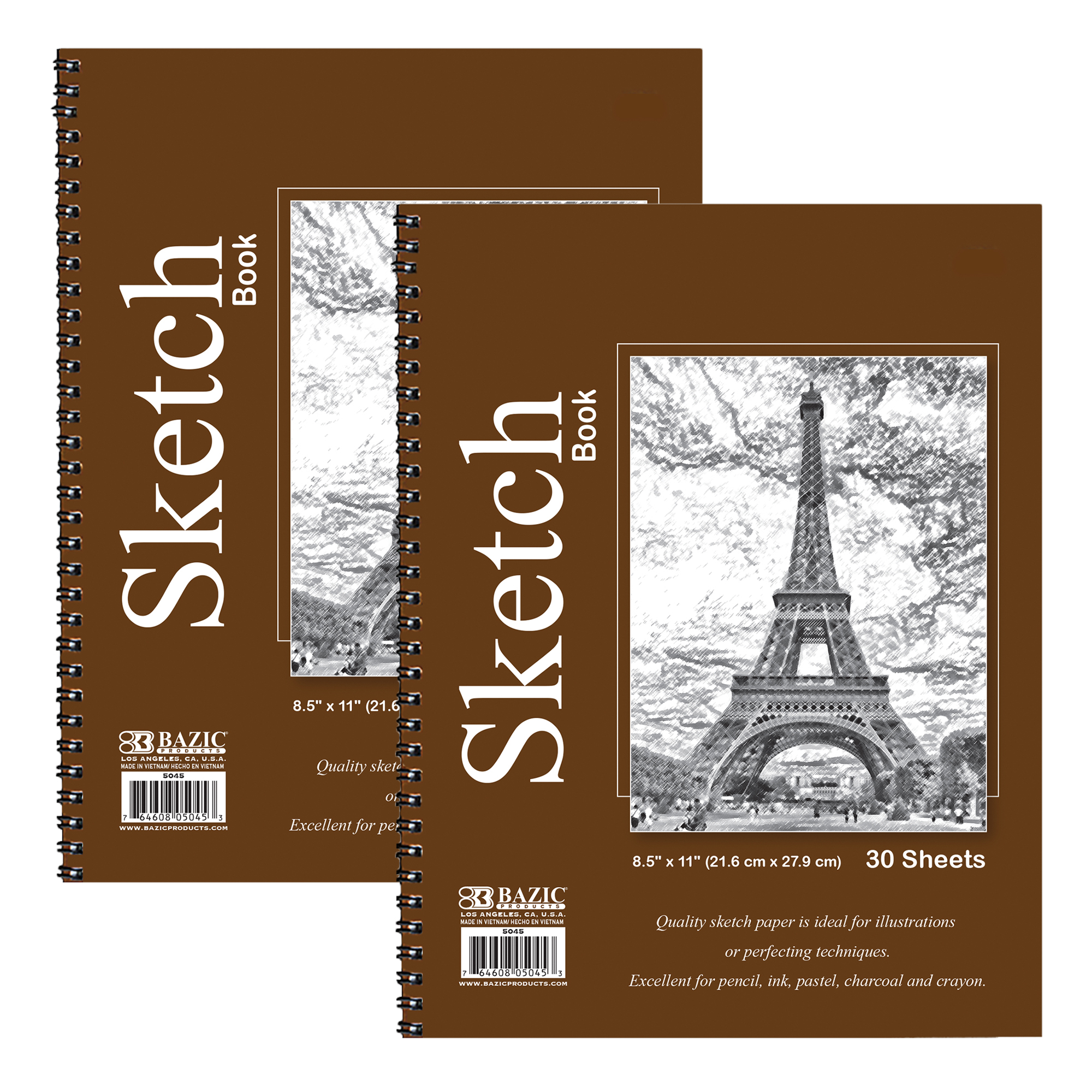 "BAZIC Acid-Free Sketch Book, 30 Ct. 8.5"" X 11"" Spiral Bound ...