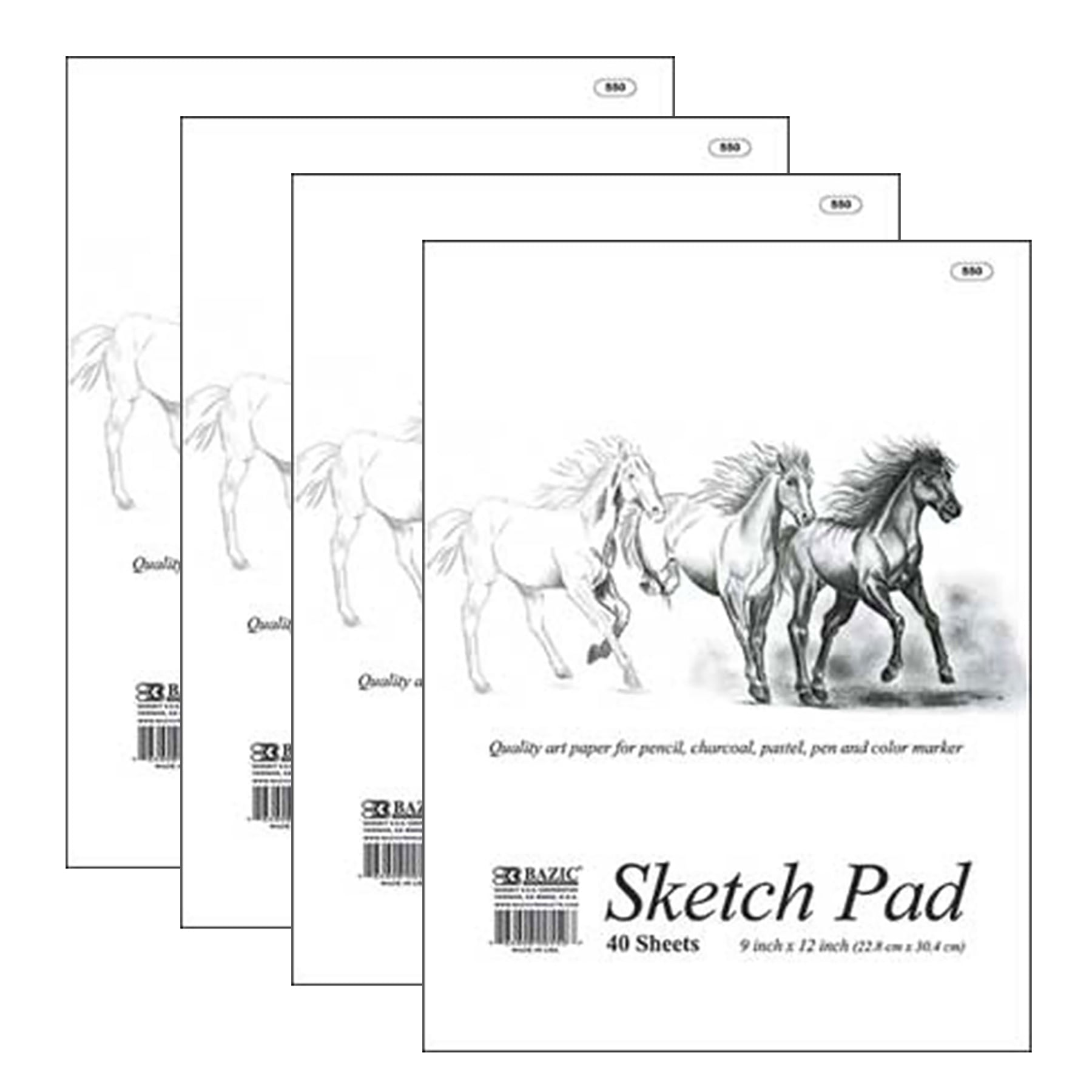 BAZIC Sketch Pad 40 Sheet 9"x12", Sketchbook Drawing Pads Sketching ...