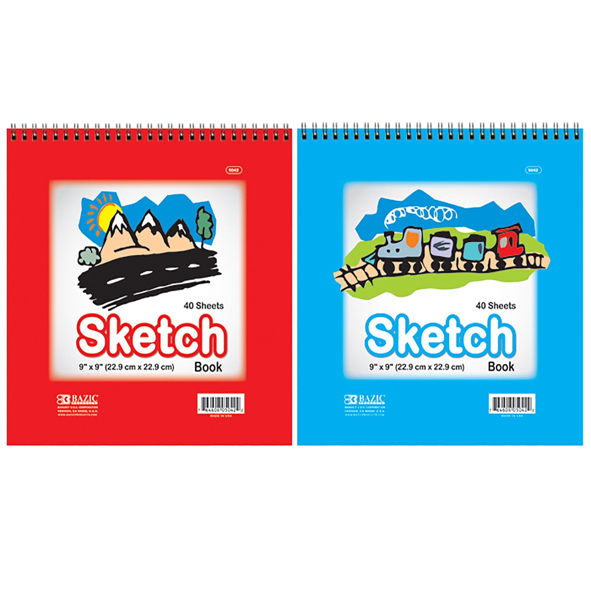 BAZIC Sketch Pad 40 Sheets 9" X 9" Top Spiral Sketchbook Drawing Pads ...