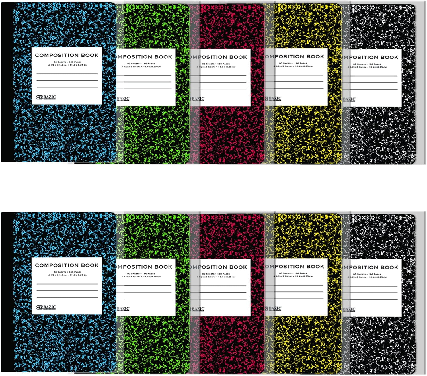 BAZIC Small Marble Composition Notebook, 4.5"x3.25" Memo Size Side ...