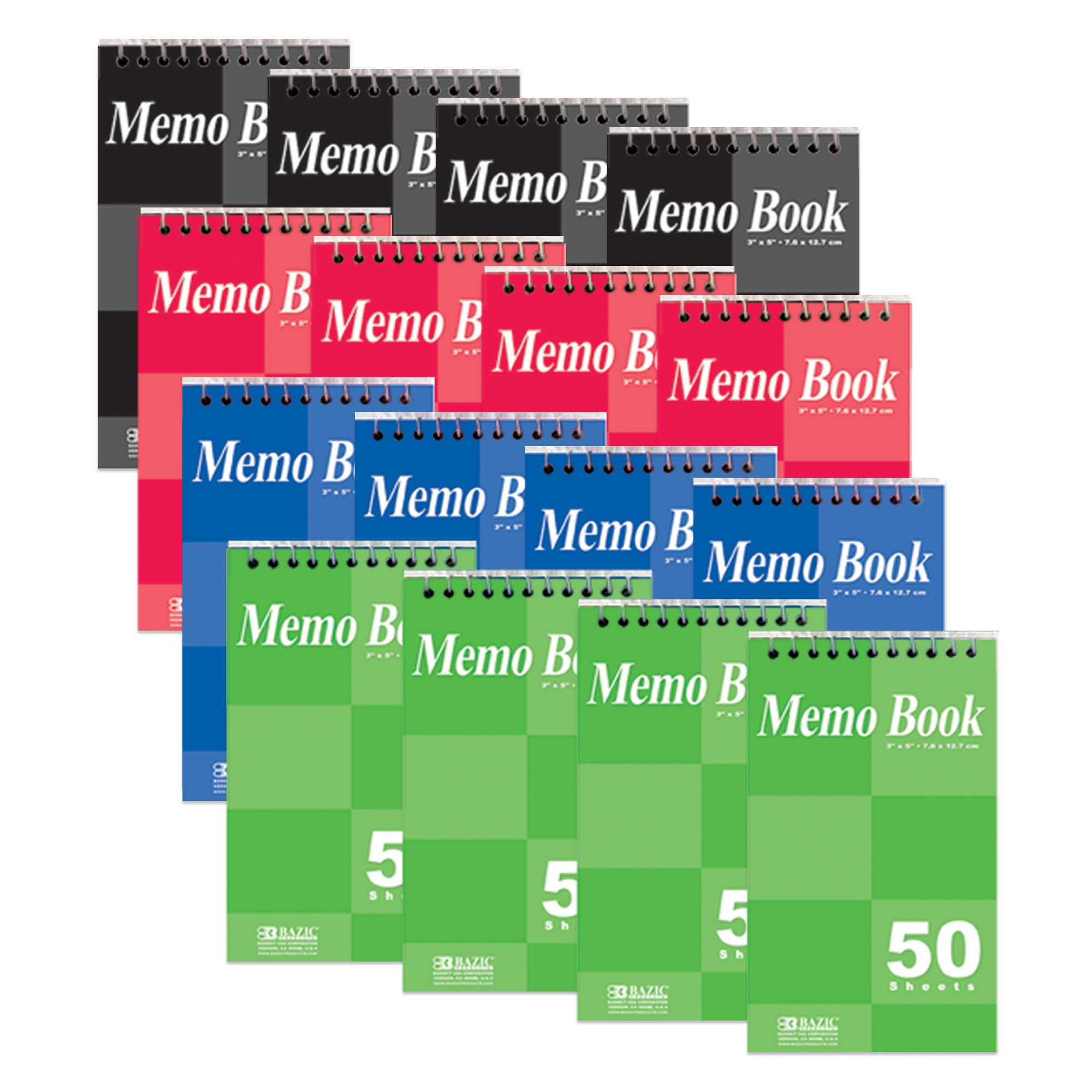BAZIC Small Notebook Memo Size Pad, 3"x5" Spiral Top Bound, 50 Sheets ...