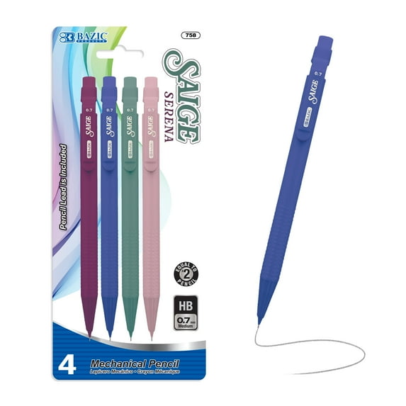 BAZIC Mechanical Pencil Saige Serena 0.7mm, Smooth Writing Pencils (4 ...