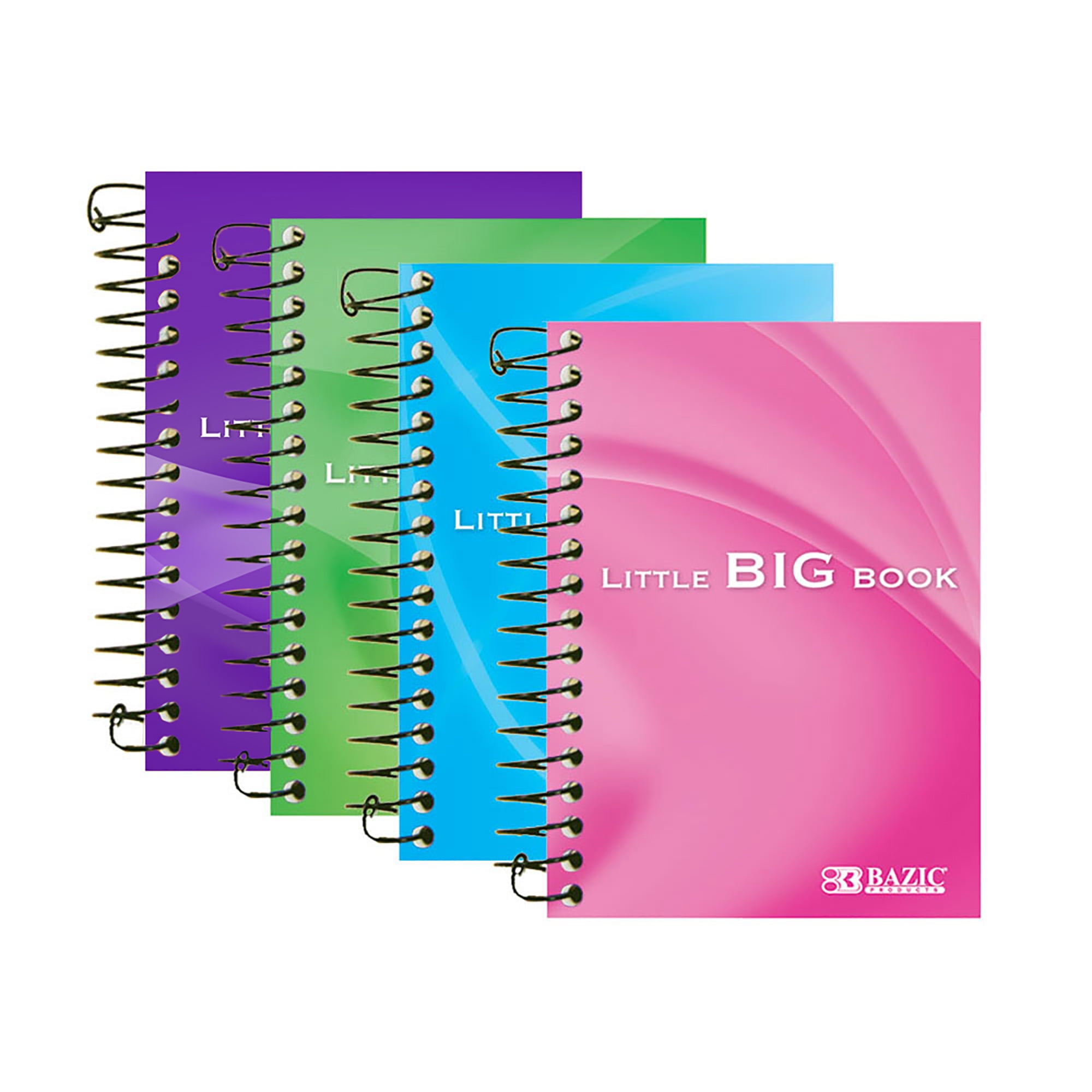 BAZIC Spiral Fat Book Notebook 4"x5.5", 180 Sheets, Assorted Color, 4 ...