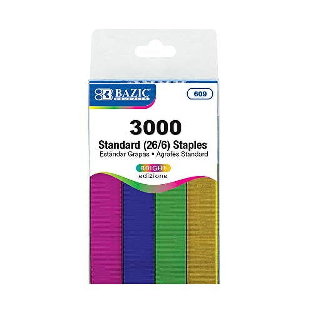 BAZIC Staples Standard (26/6) .. Metallic Color 3000/Pack, Stapler ...