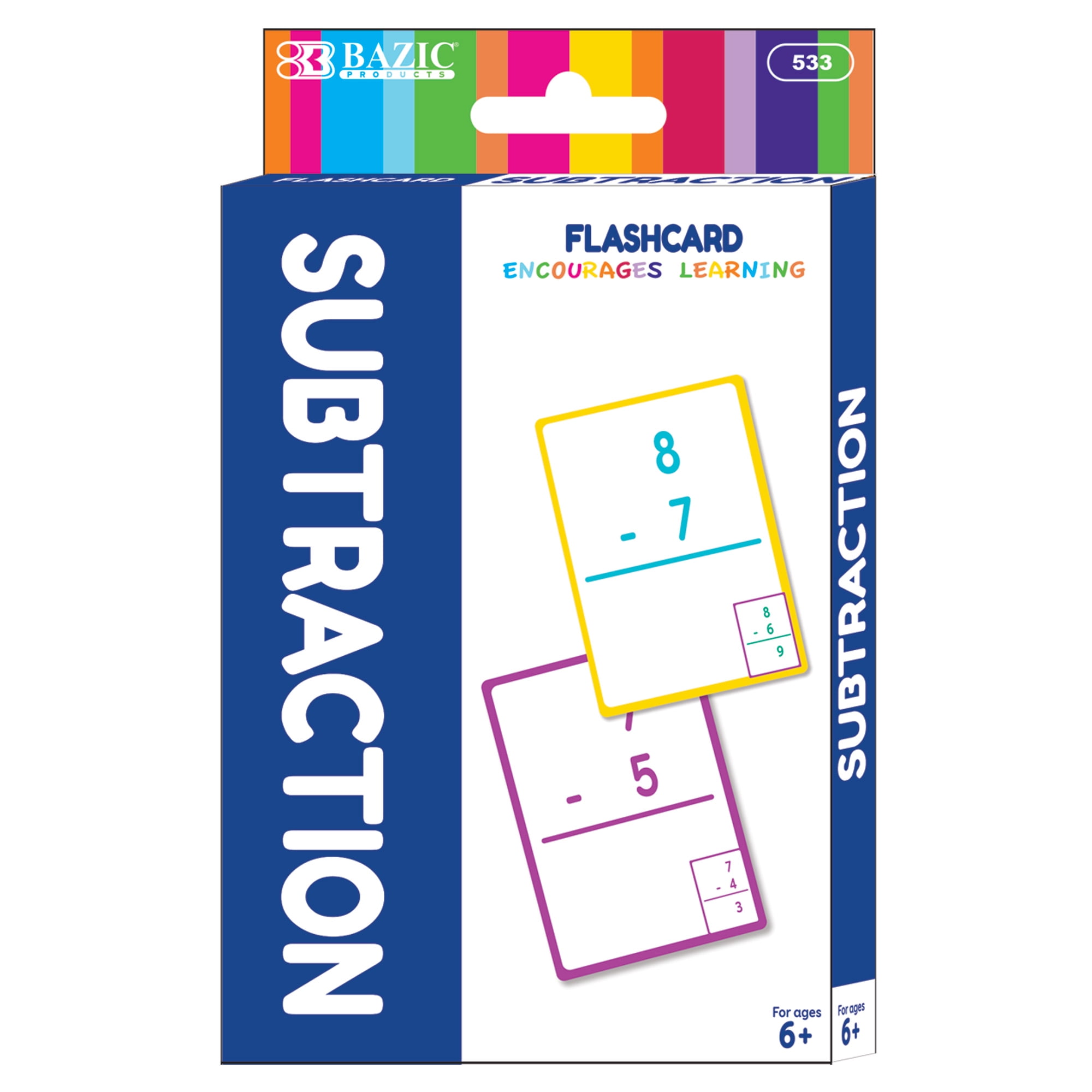 BAZIC Subtraction Flash Cards, Numbers Math Flashcards (36/Pack), 1 ...