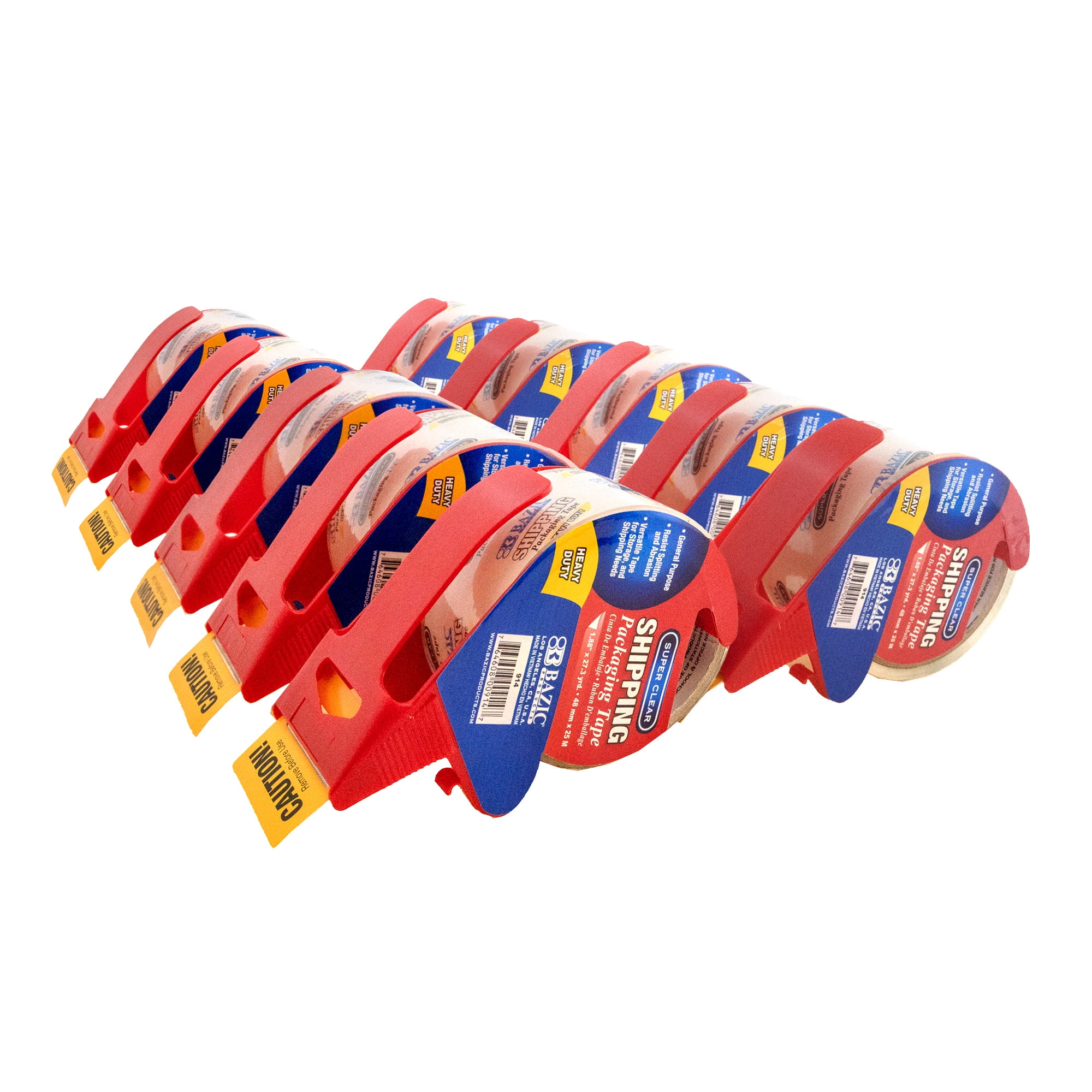 BAZIC Super Clear Heavy Duty Packing Tape w/ Dispenser 1.88" x 27.3 ...