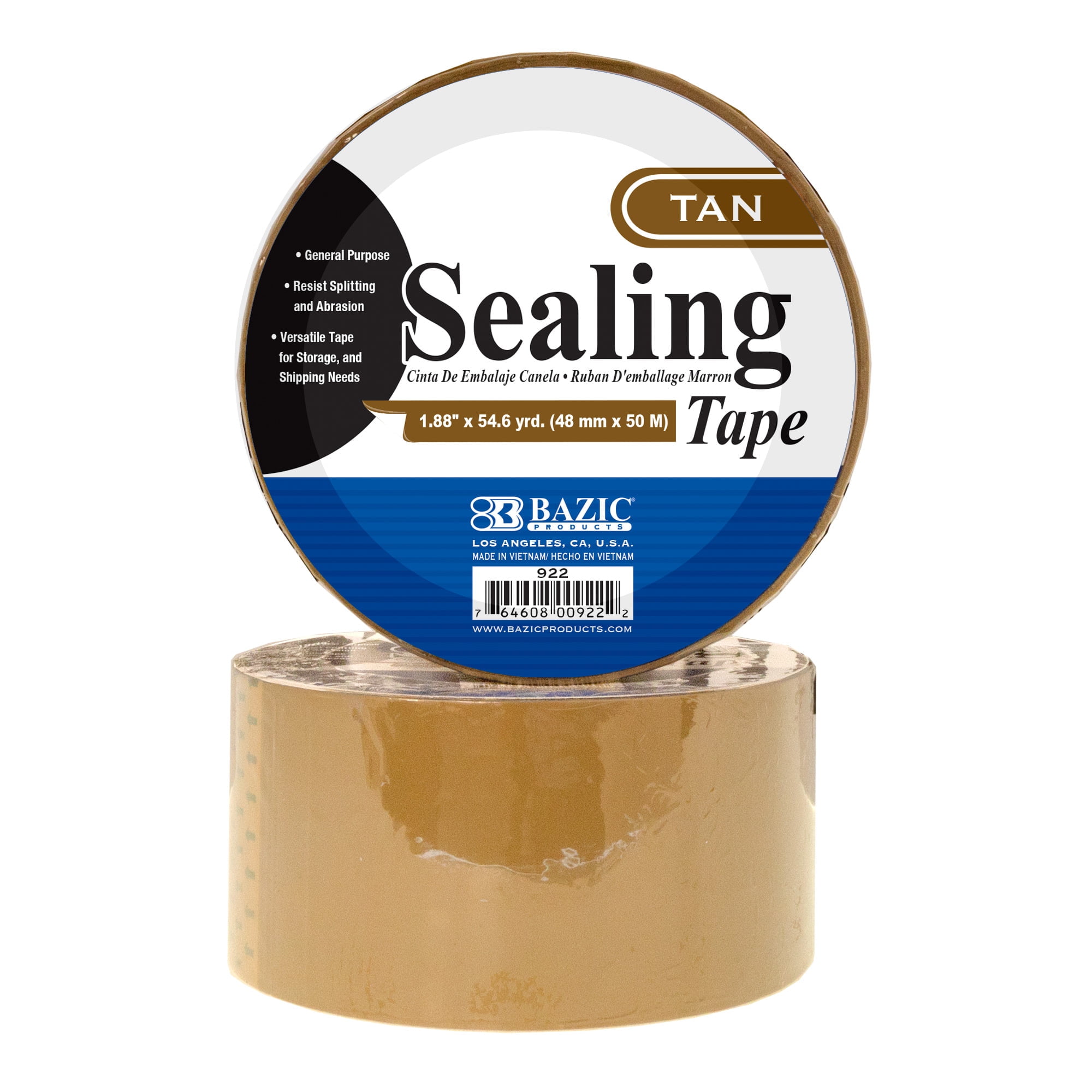 BAZIC Tan Packing Tape 1.88" X 54.6 Yards, Shipping Sealing Tapes, 1 ...