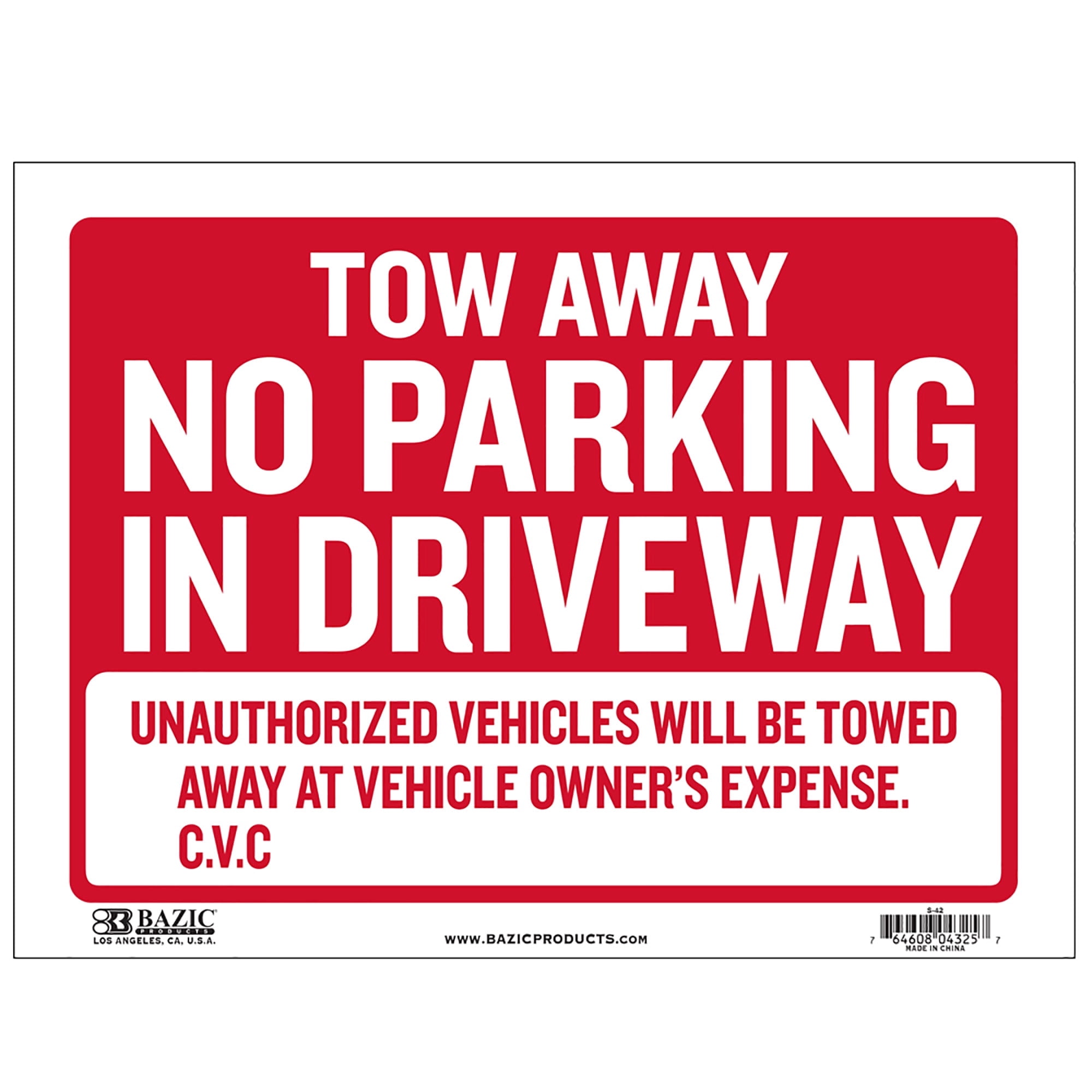 BAZIC Tow Away Sign 9"X12", No Parking Unauthorized Vehicles, Private ...