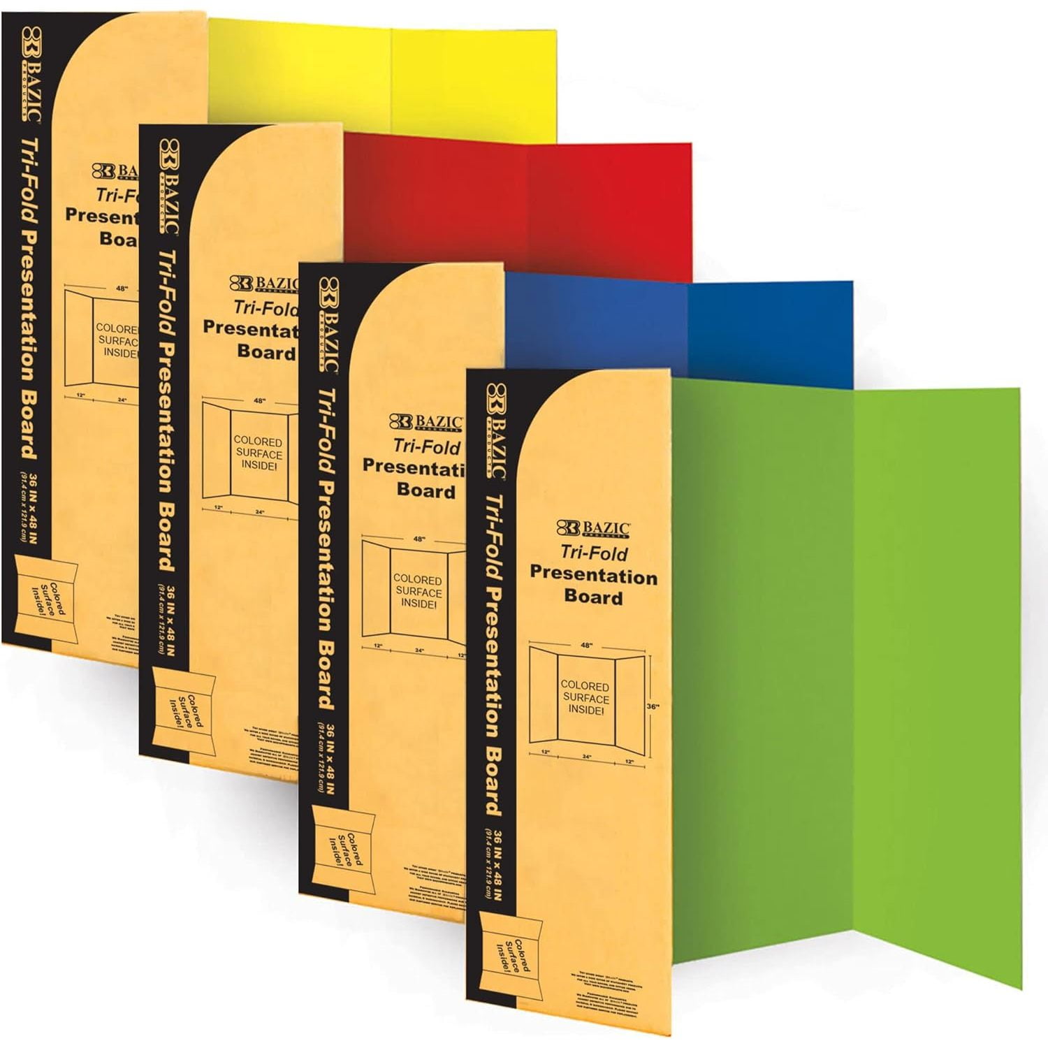 BAZIC Trifold Presentation Board 36" X 48" Assorted Color, Tri-Fold ...