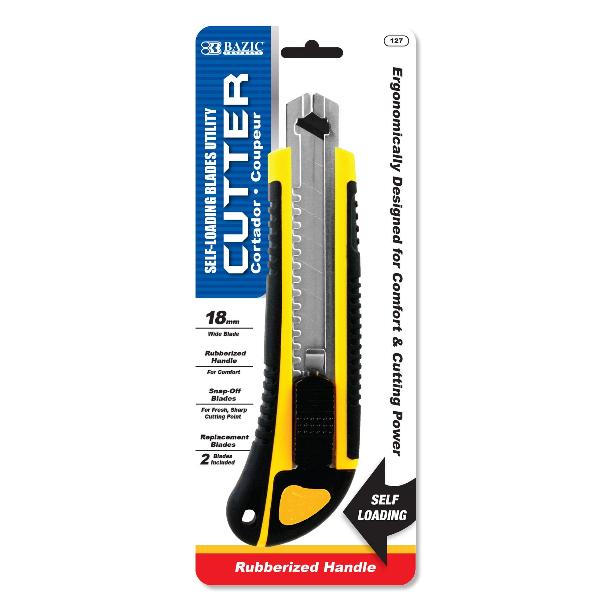 BAZIC Utility Knife Box Cutter 18 mm Wide Blade, 2 Blades, 1-Pack ...