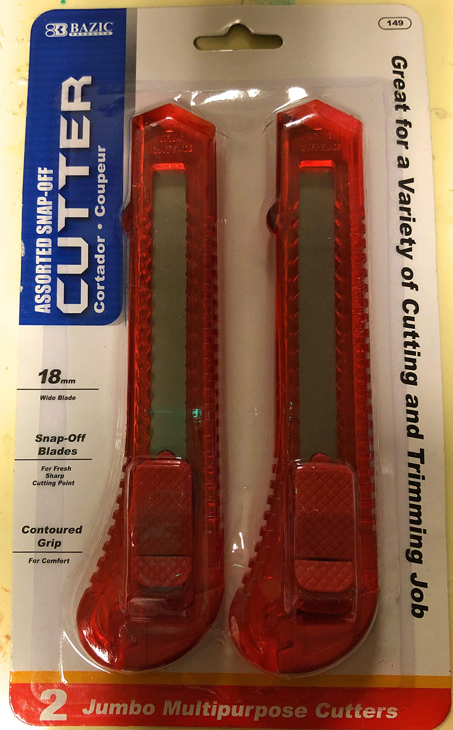 BAZIC Utility Knife Box Cutter 18mm Wide Blade (2/Pack), 6-Packs ...