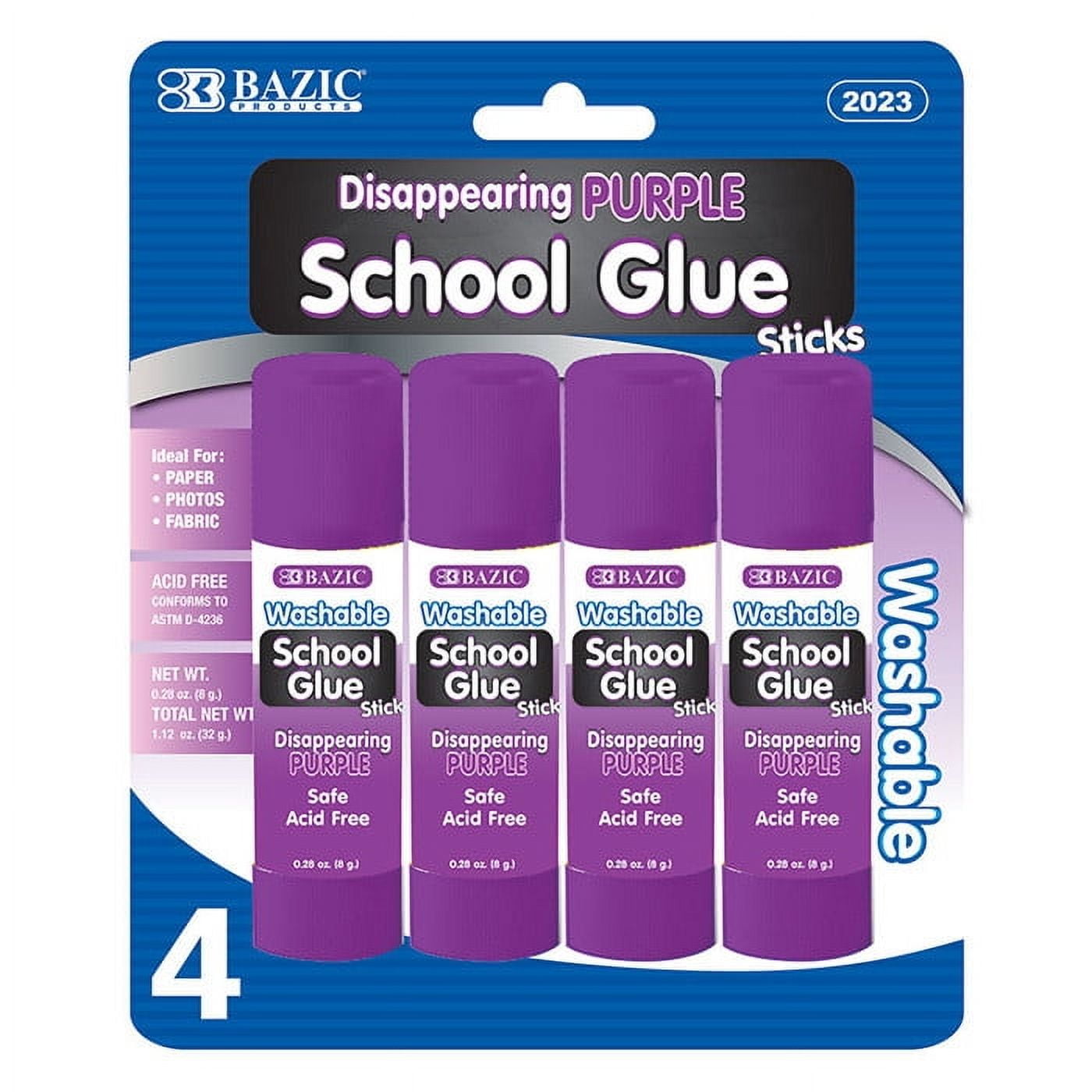 BAZIC Washable Disappearing Purple Glue Stick 8g, Acid Free (4/Pack), 1 ...