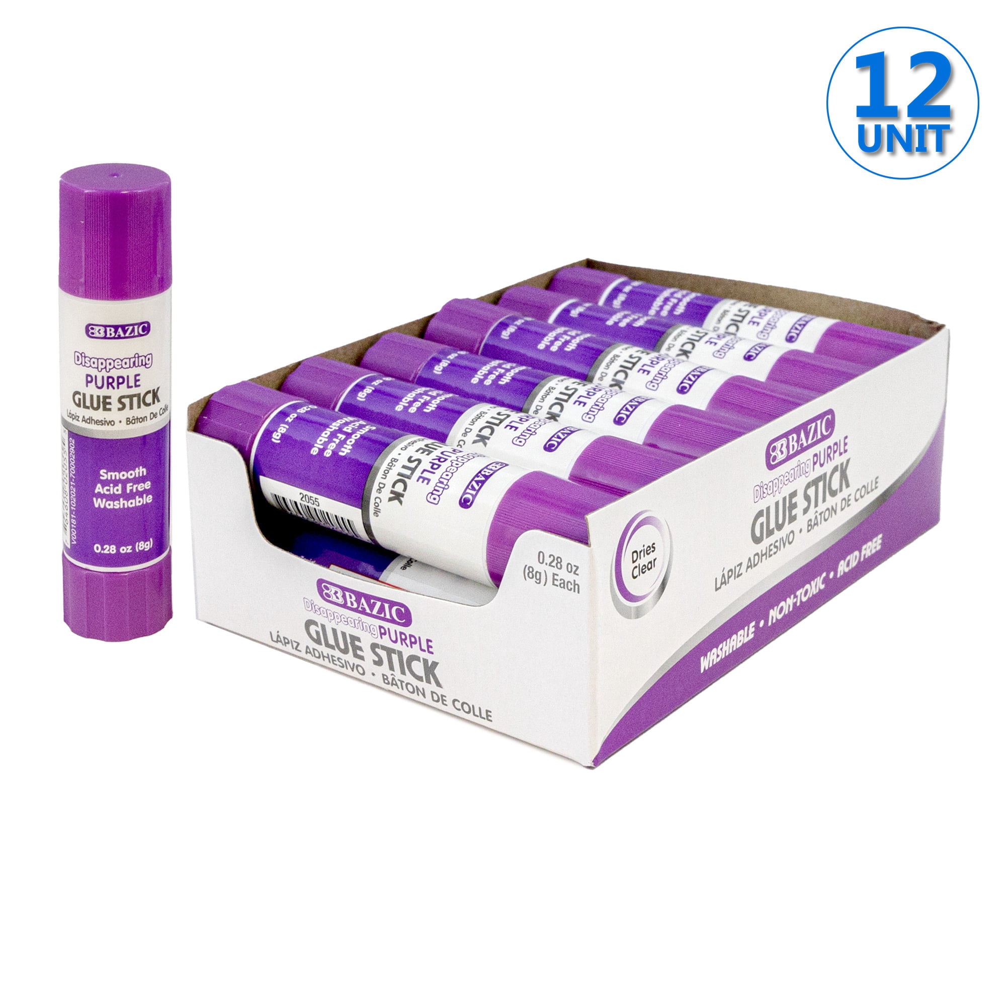 BAZIC Washable Disappearing Purple Glue Stick 8g Acid Free Glue Sticks ...
