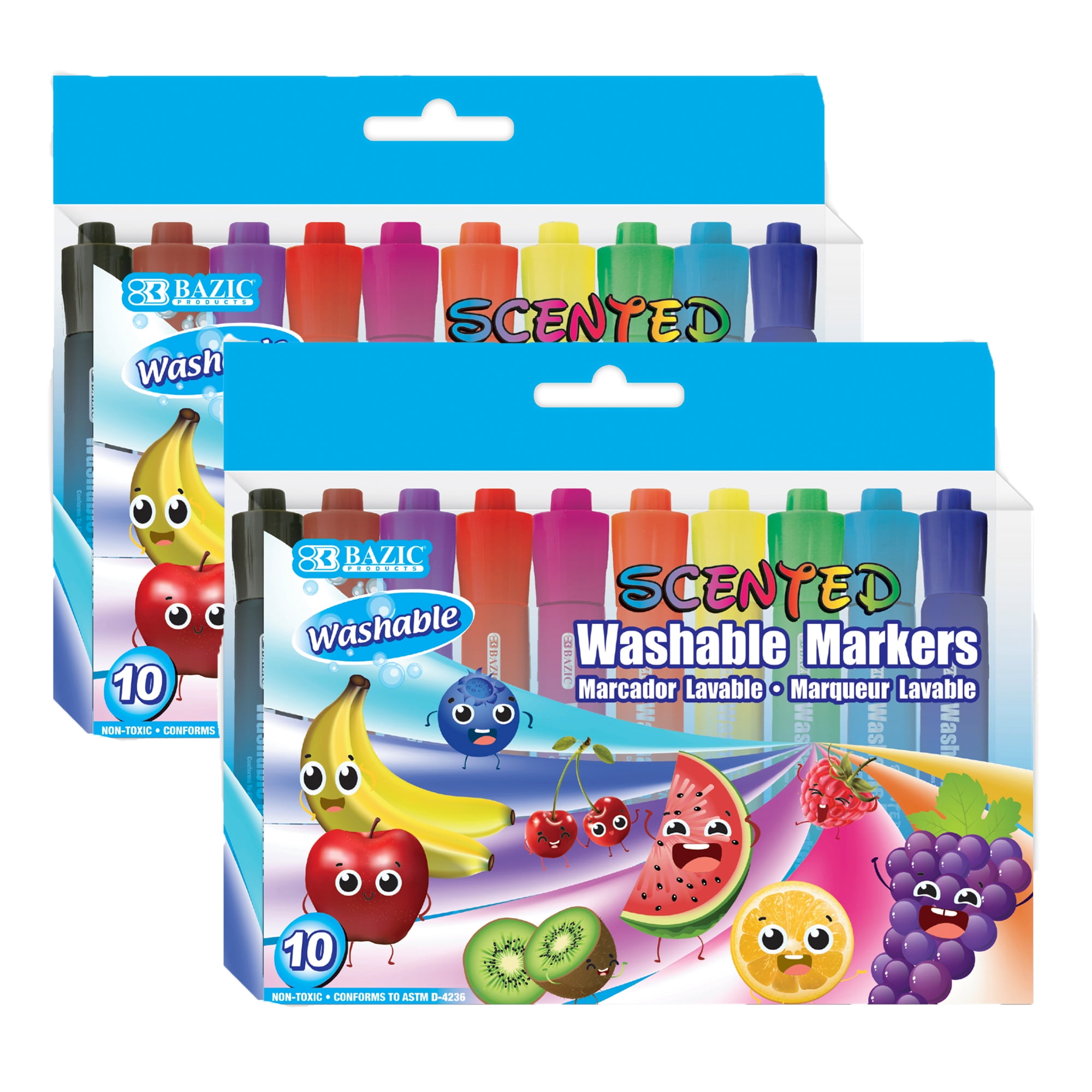 BAZIC Fruit Scented Markers, Washable, 10 Color, Chisel Tip, Kids ...
