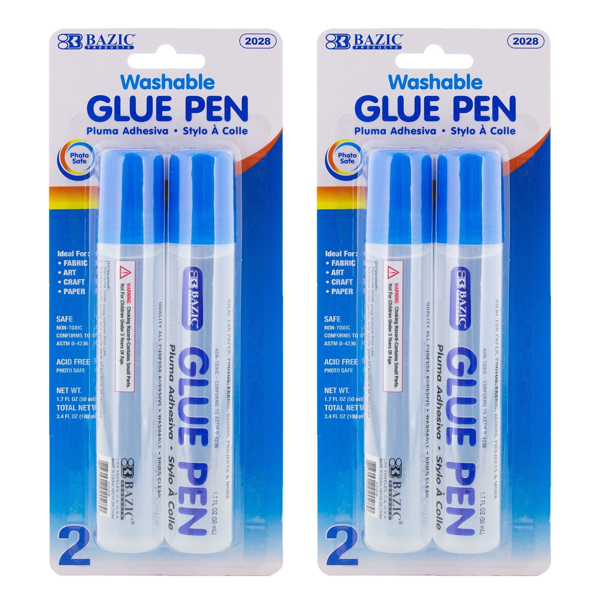 BAZIC Washable Glue Pen 1.7Oz (50 mL), Liquid Clear Adhesive (2/Pack ...