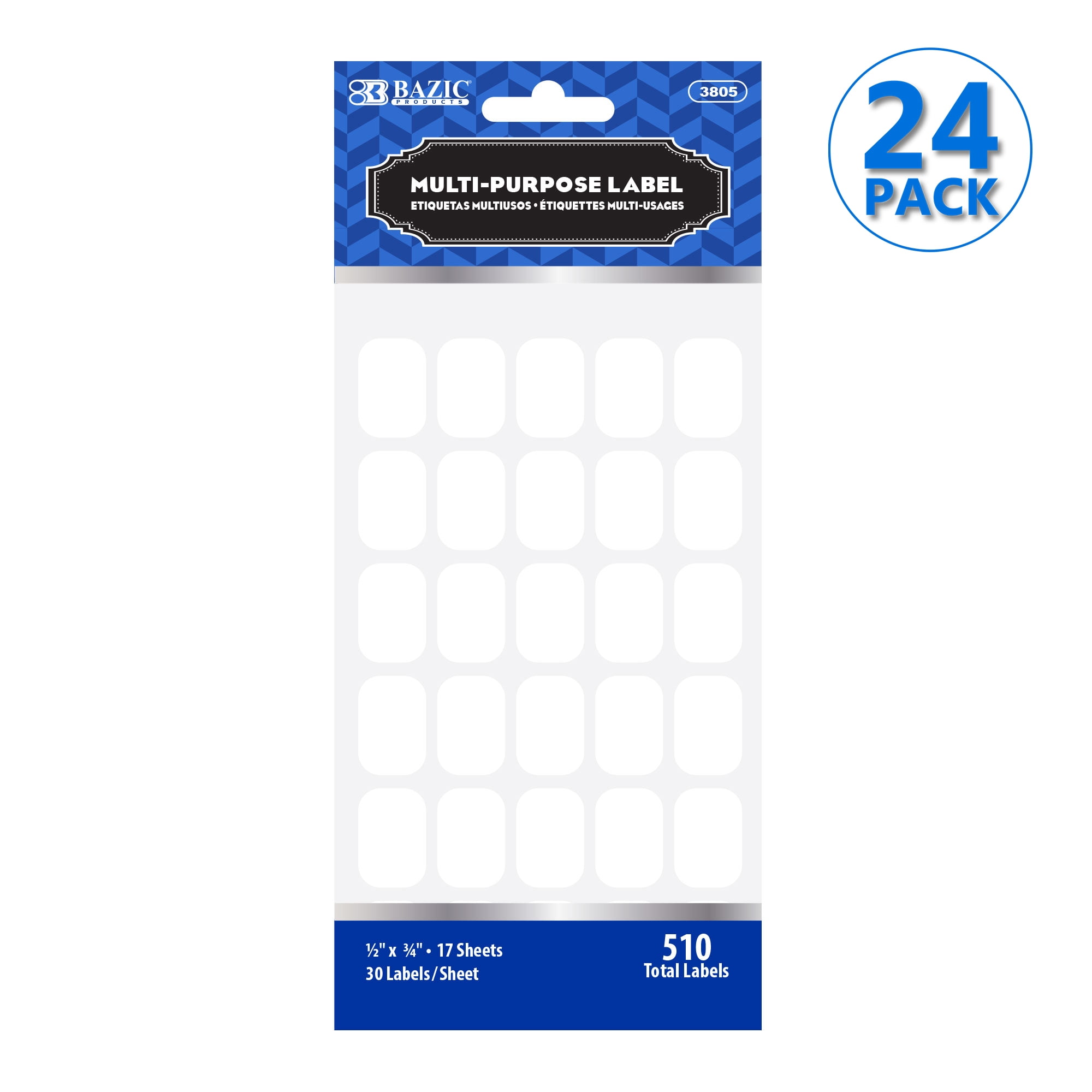 BAZIC White Label 1/2"X3/4" Labels for File Folder (510/Pack), 24-Packs ...